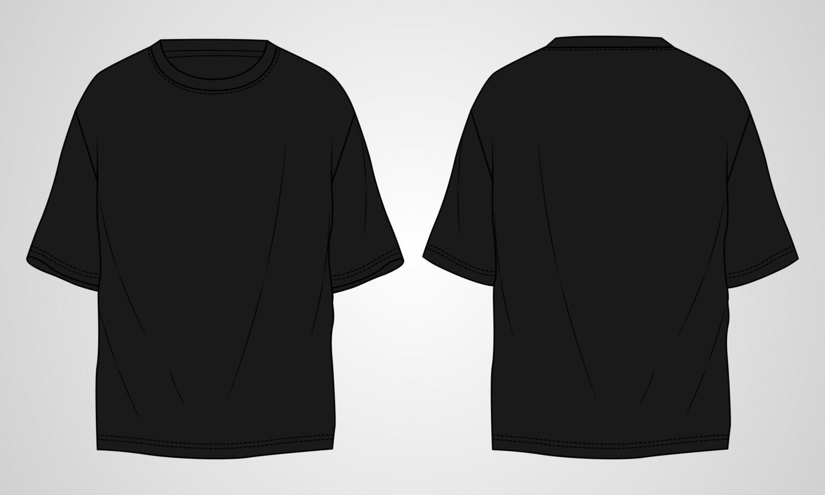 plantilla de ilustración de vector de dibujo plano de moda técnica de camiseta de manga larga ...