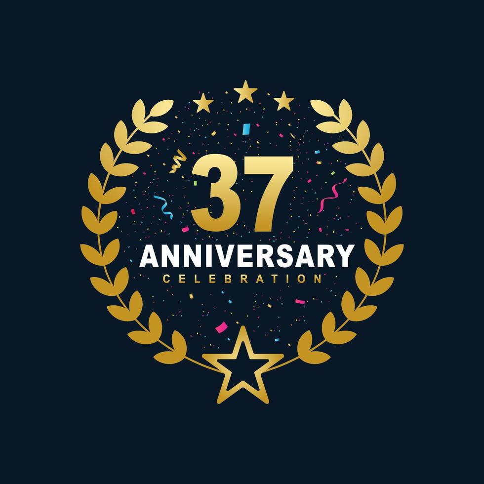 37 Anniversary celebration design, luxurious golden color 37 years ... 37 Anniversary celebration design, luxurious golden color 37 years ...