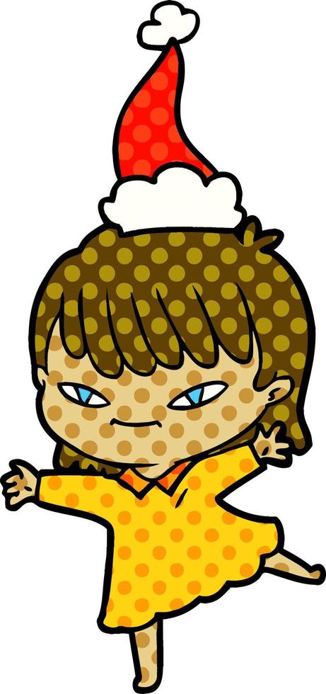 comic book style illustration of a woman wearing santa hat 10558531 ...