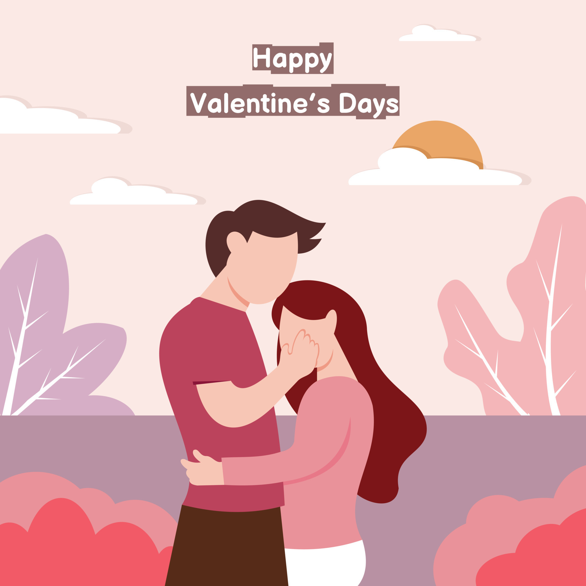 Illustration Vector Graphic Of Man Hugging And Holding Womans Face