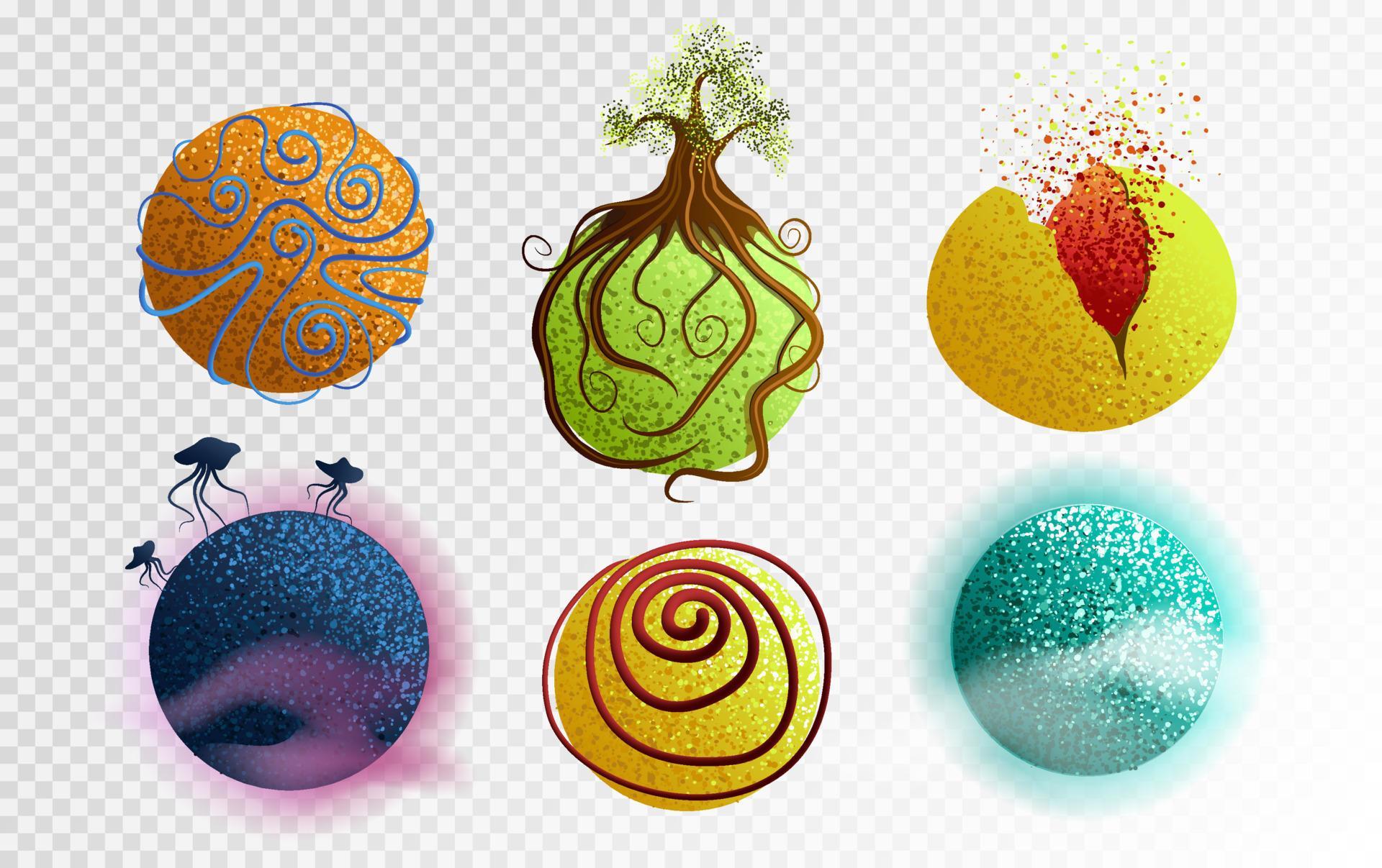 Set of Fantasy Glowing Planets 10560455 Vector Art at Vecteezy