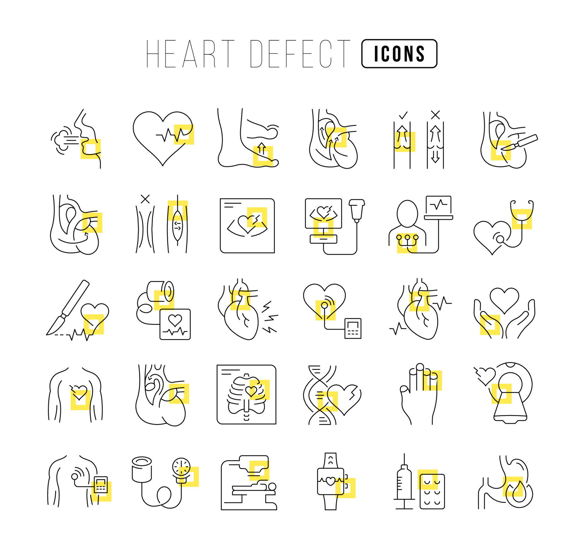Set of linear icons of Heart Defect 10561070 Vector Art at Vecteezy