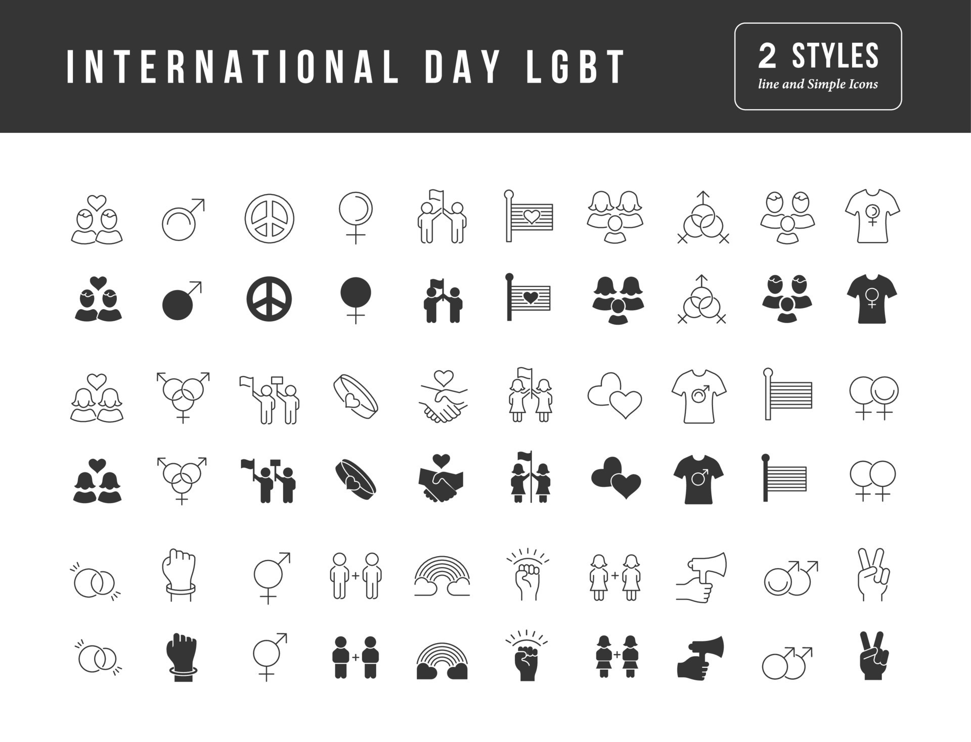 Vector Simple Icons of International Day LGBT 10561276 Vector Art at ...