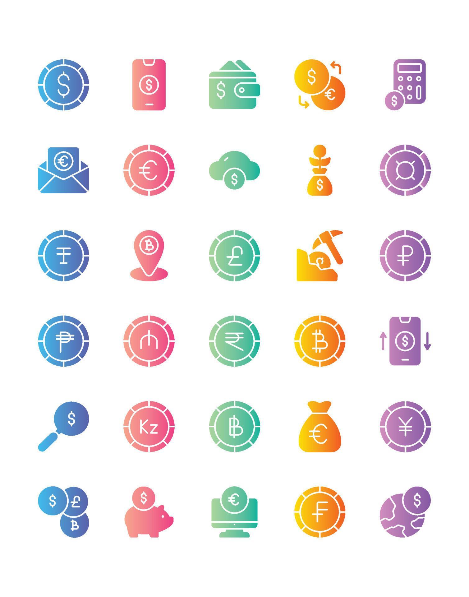 Currency Icon Set 30 Isolated On White Background 10561935 Vector Art