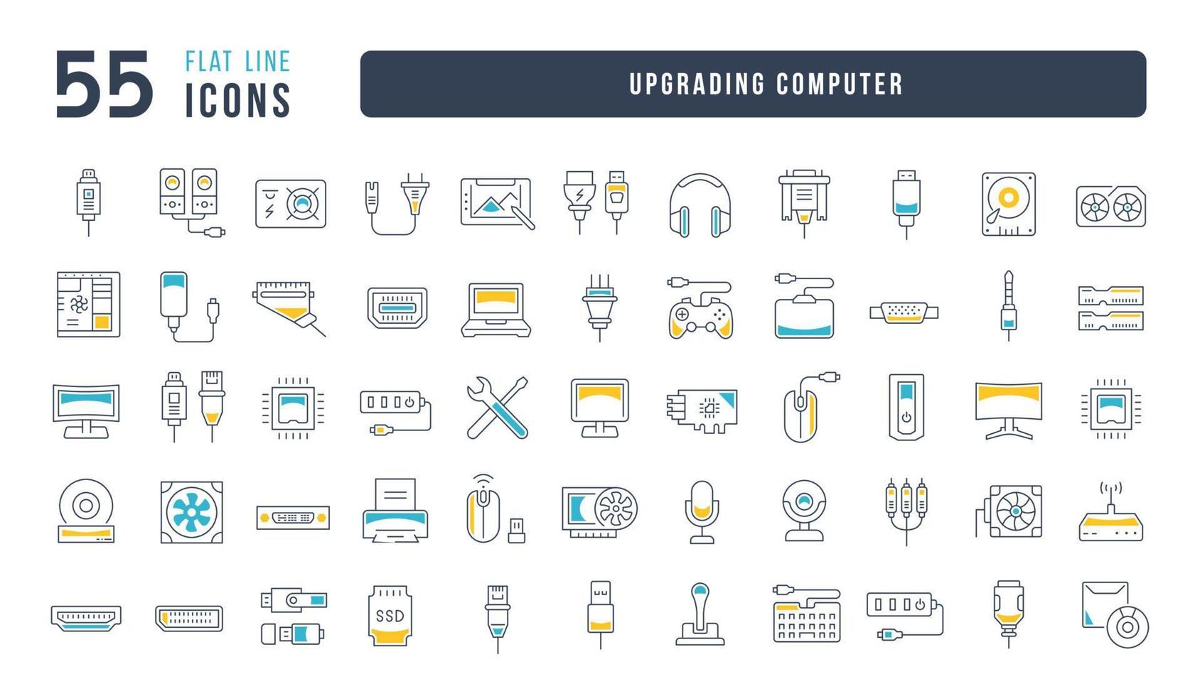 Set of linear icons of Upgrading Computer 10561994 Vector Art at Vecteezy