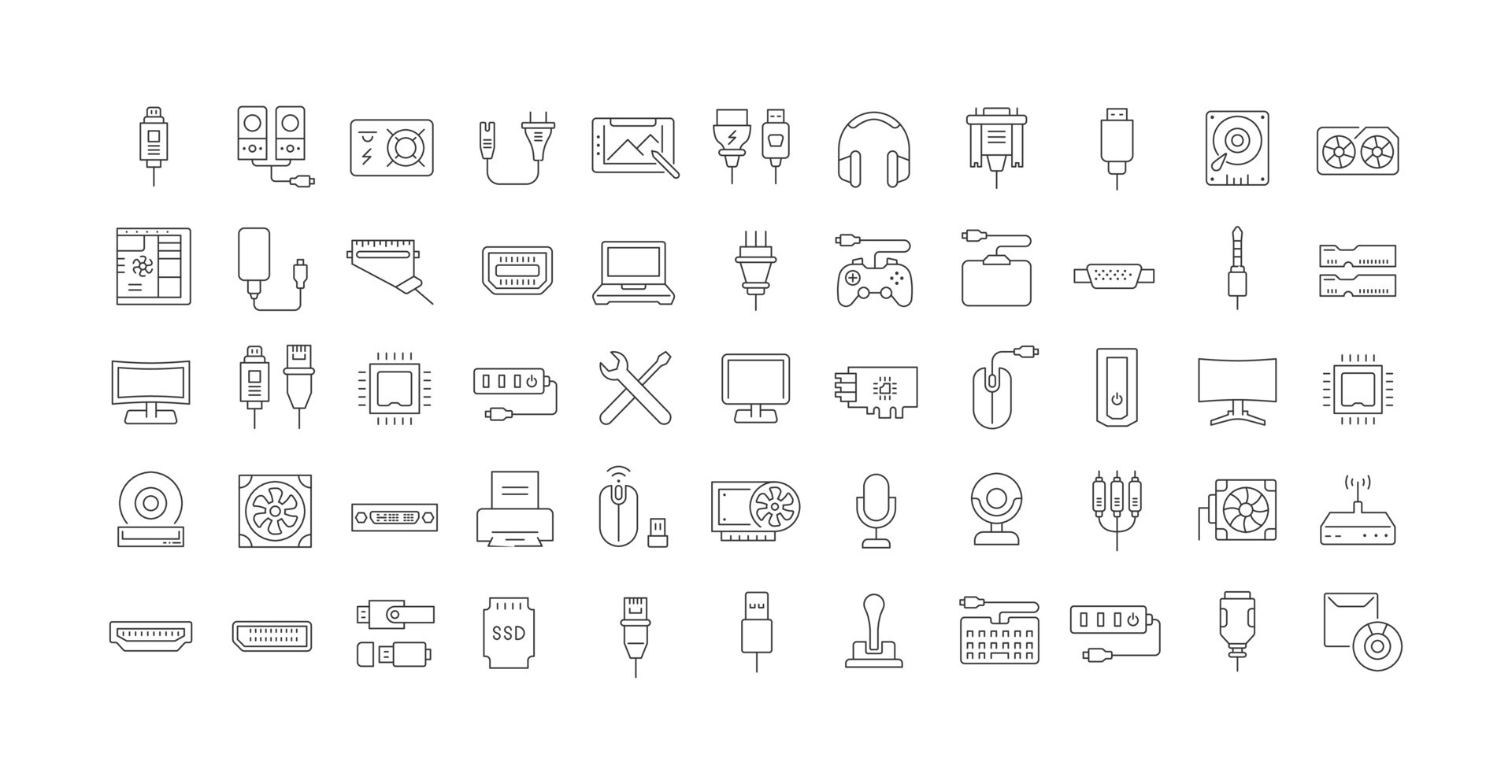 Set of linear icons of Upgrading Computer 10562052 Vector Art at Vecteezy