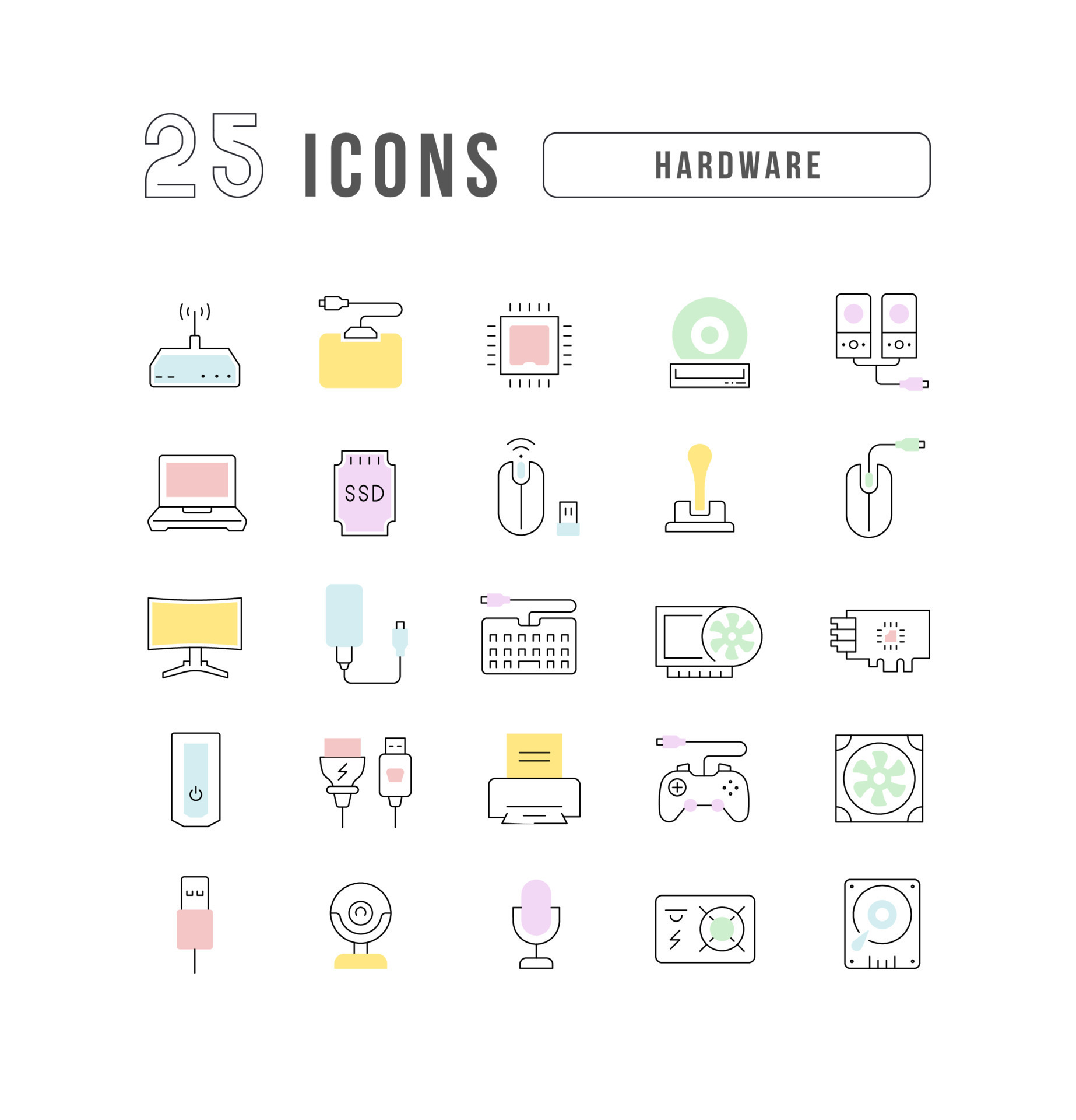 conjunto de iconos lineales de hardware 10562356 Vector en Vecteezy