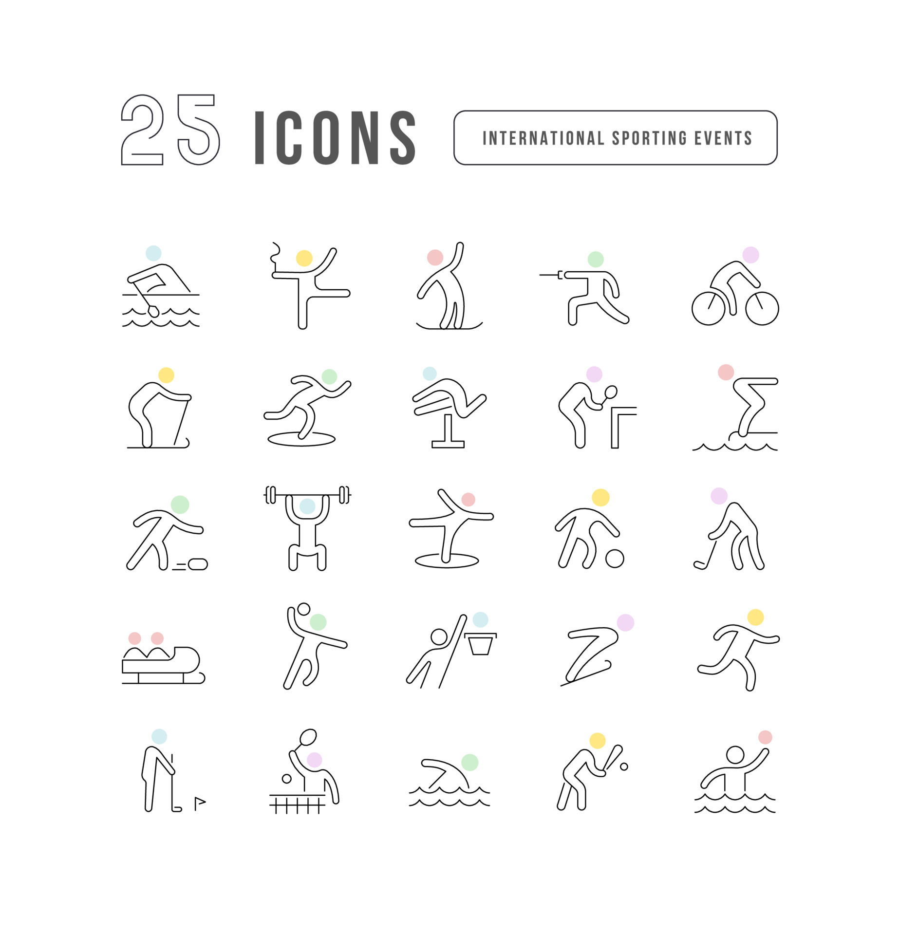 Set Of Linear Icons Of International Sporting Events 10562462 Vector set-of-linear-icons-of-international-sporting-events-10562462-vector