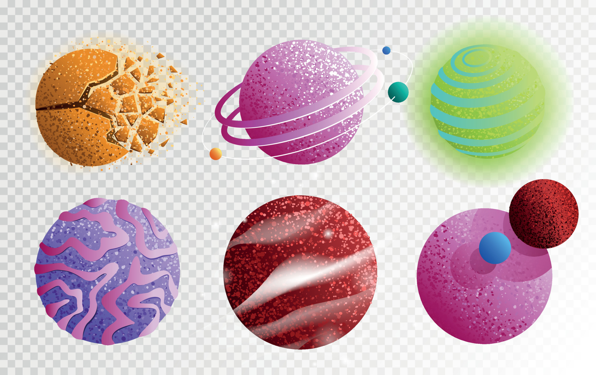 conjunto de planetas brillantes de fantasía 10562602 Vector en Vecteezy conjunto de planetas brillantes de fantasía 10562602 Vector en Vecteezy