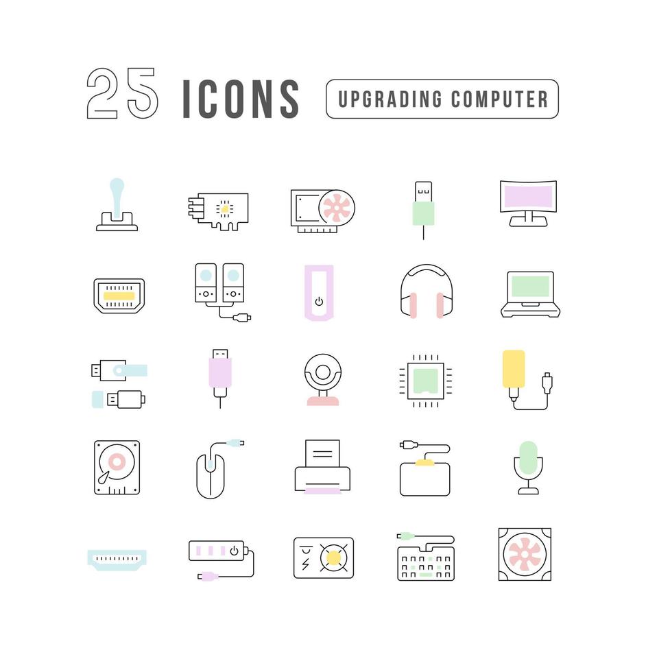 Set of linear icons of Upgrading Computer 10562750 Vector Art at Vecteezy