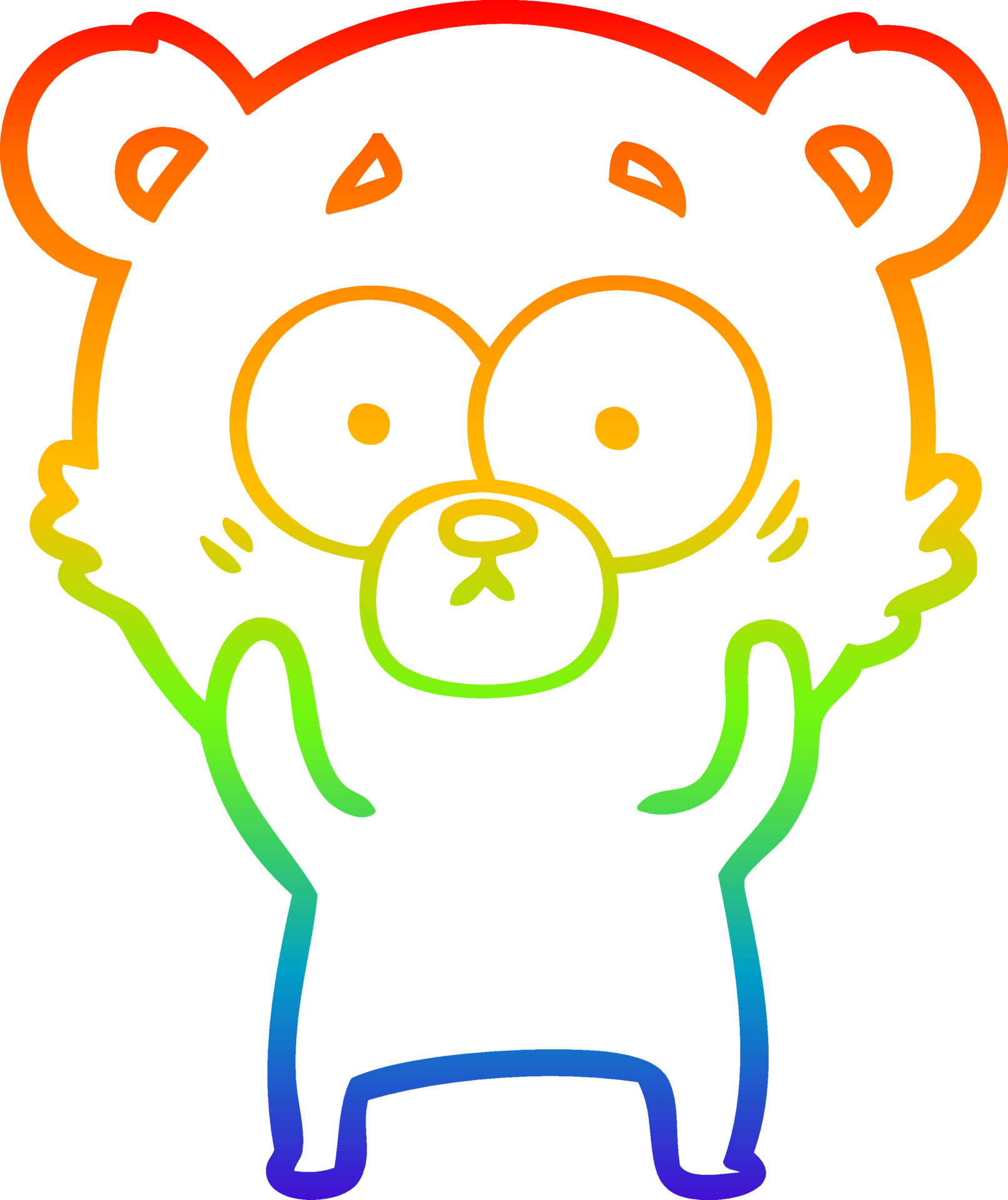 rainbow gradient line drawing surprised polar bear cartoon 10563341 ...