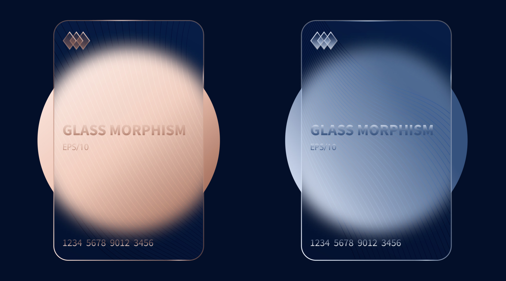 Glass morphism effect. Transparent frosted acrylic bank cards. Gold ...