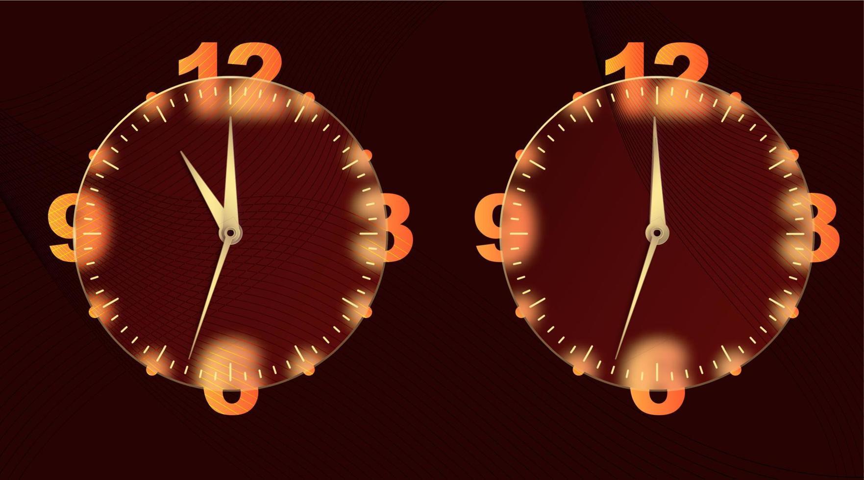 Clock Glassmorphism Effect Set 3d Style Round Timer Gold Clock Face And Hands For Mobile App