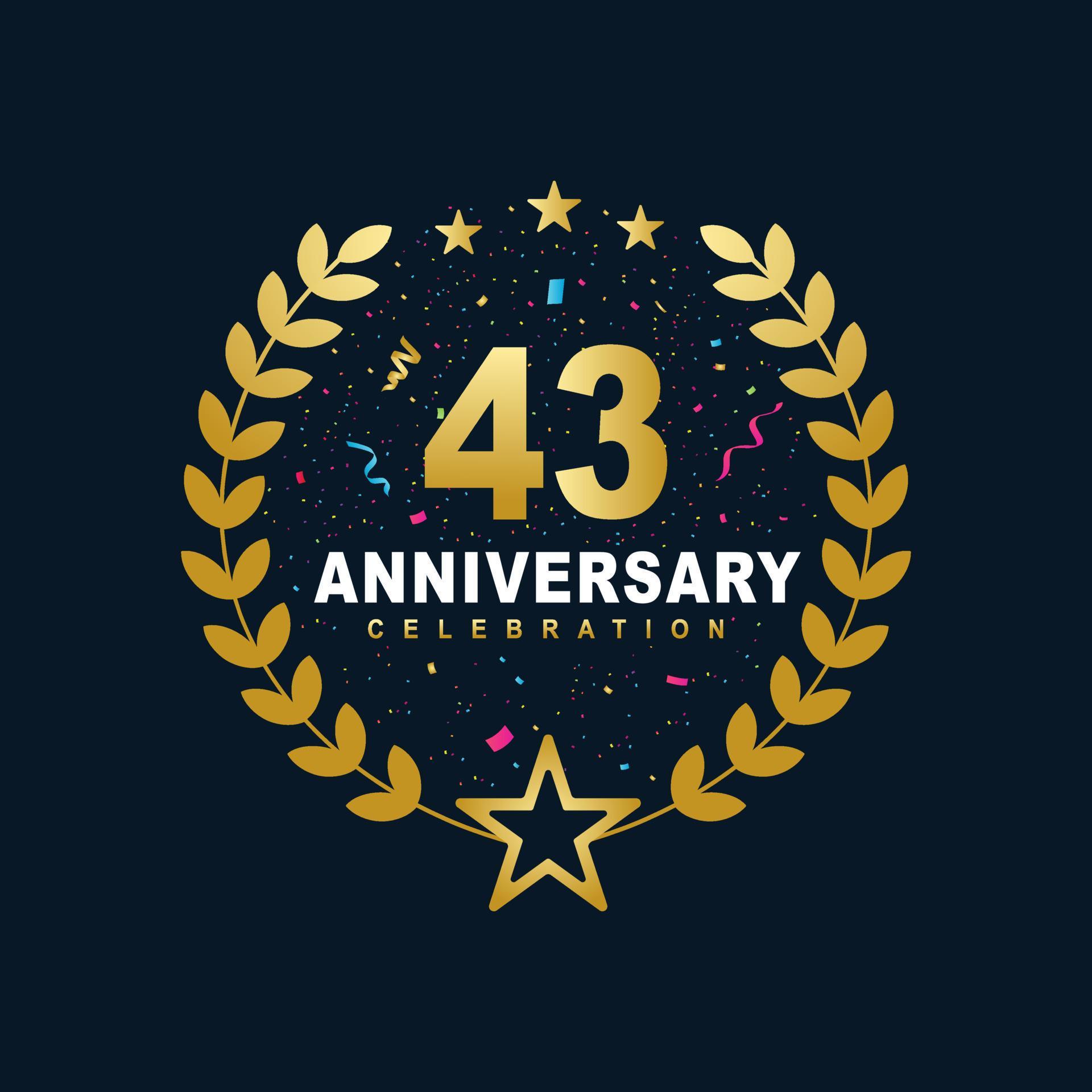 43 Anniversary celebration design, luxurious golden color 43 years ... 43 Anniversary celebration design, luxurious golden color 43 years ...