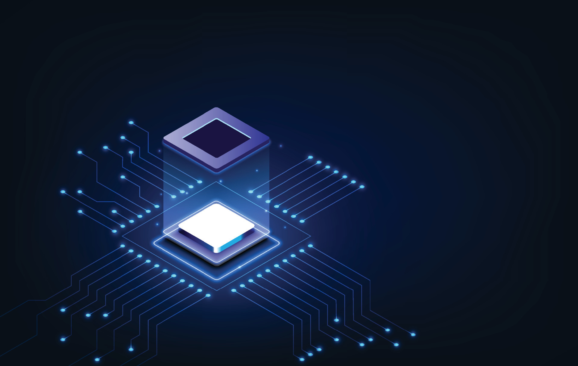 Abstract Technology Chip Processor Background Circuit Board And Html Code3d Illustration Blue