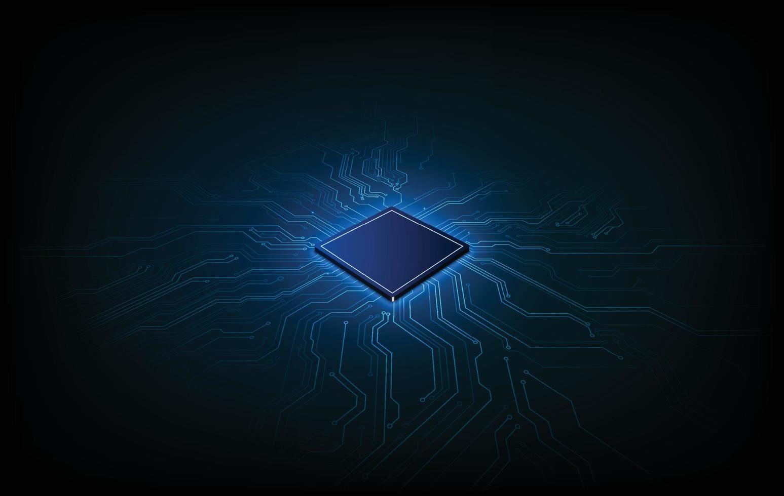 Abstract Technology Chip Processor Background Circuit Board And Html Code 3d Illustration Blue