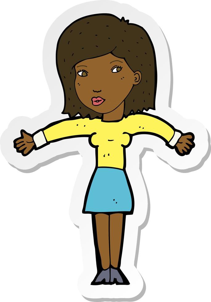 sticker of a cartoon woman shrugging shoulders 10568707 Vector Art at ...