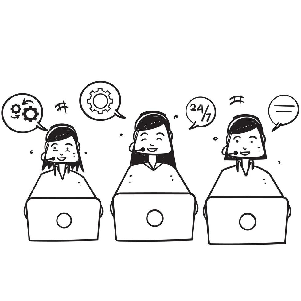 hand drawn doodle Customer service center agent illustration vector ... hand drawn doodle Customer service center agent illustration vector ...