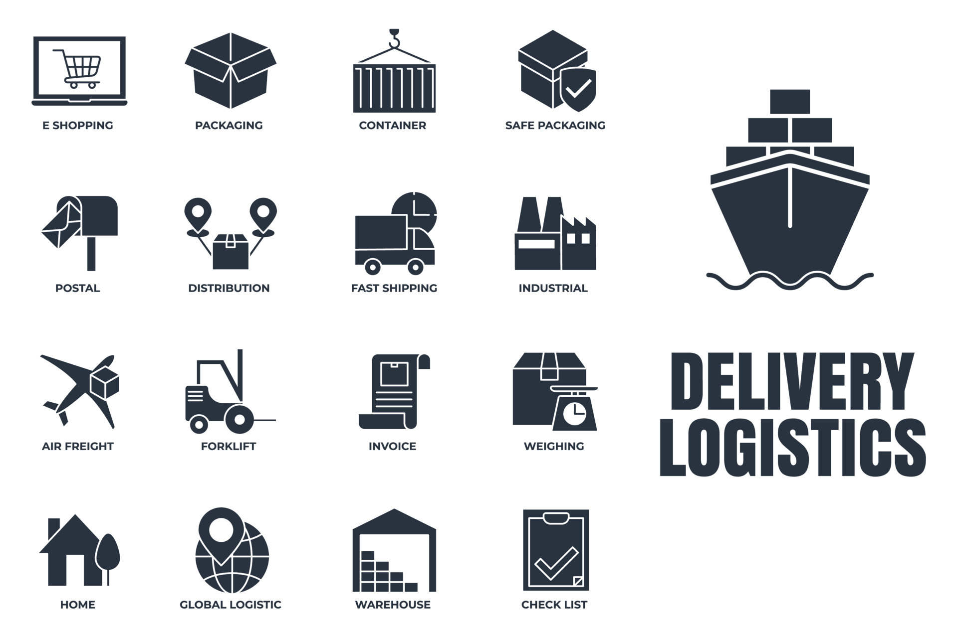 Set of Delivery shipping icon logo vector illustration. logistics pack ... Set of Delivery shipping icon logo vector illustration. logistics pack ...