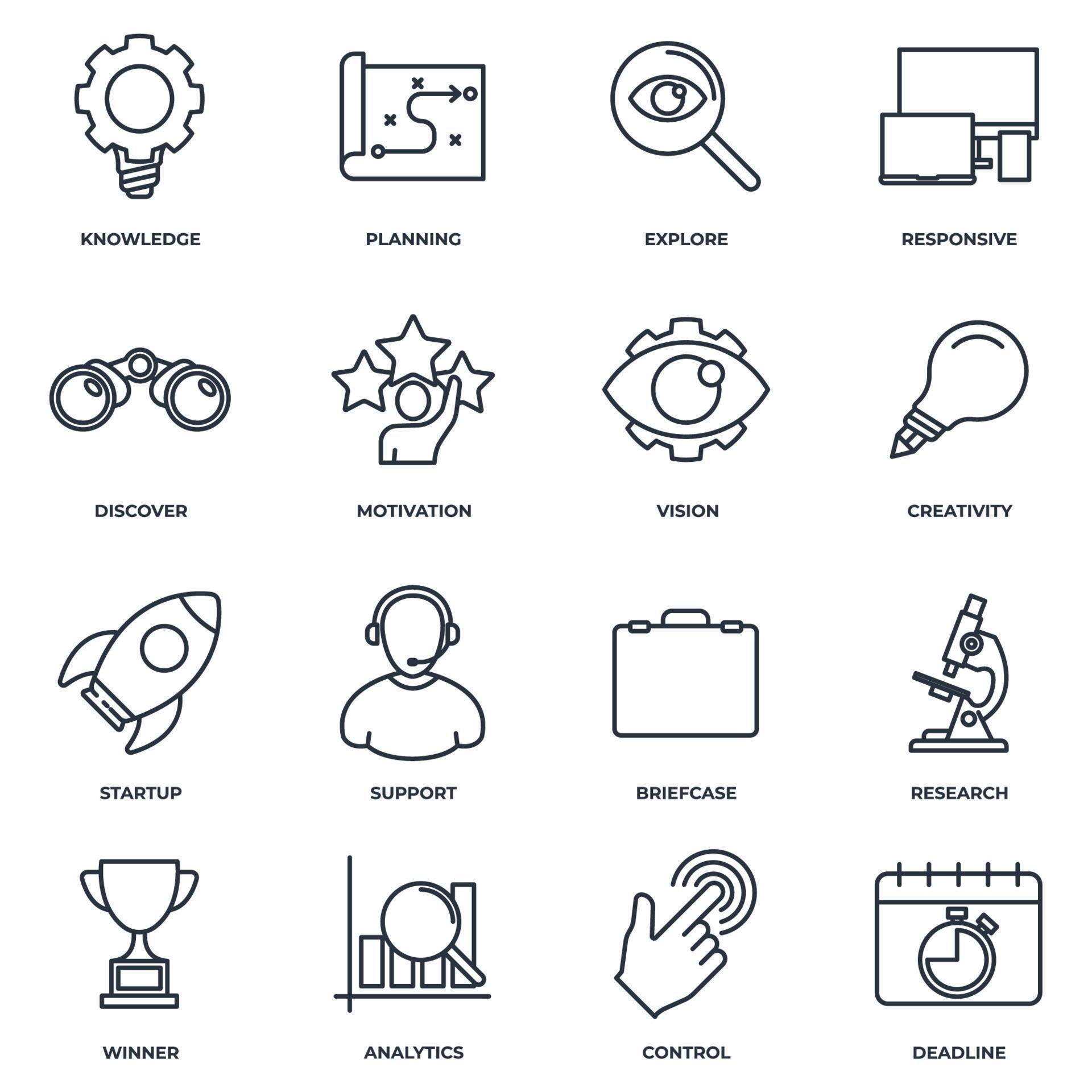Set of Startup project icon logo vector illustration. development pack symbol template for ...