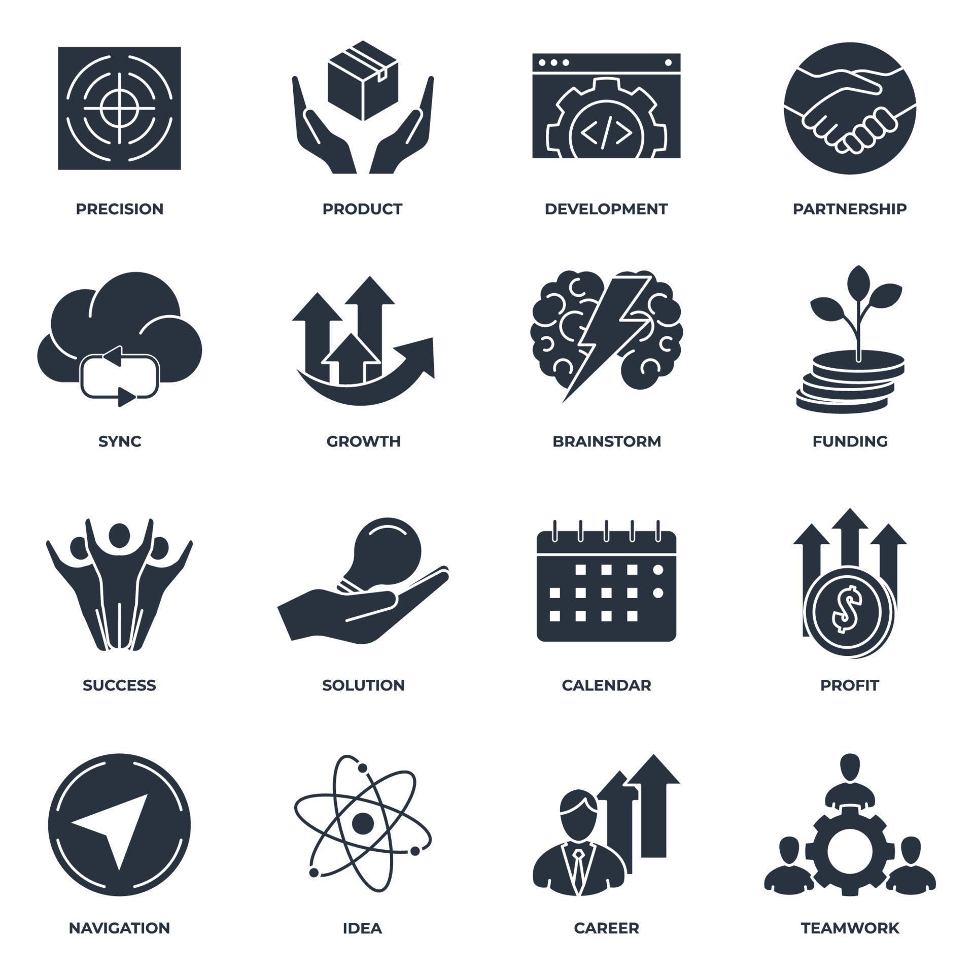 Set Of Startup Project Icon Logo Vector Illustration Development Pack