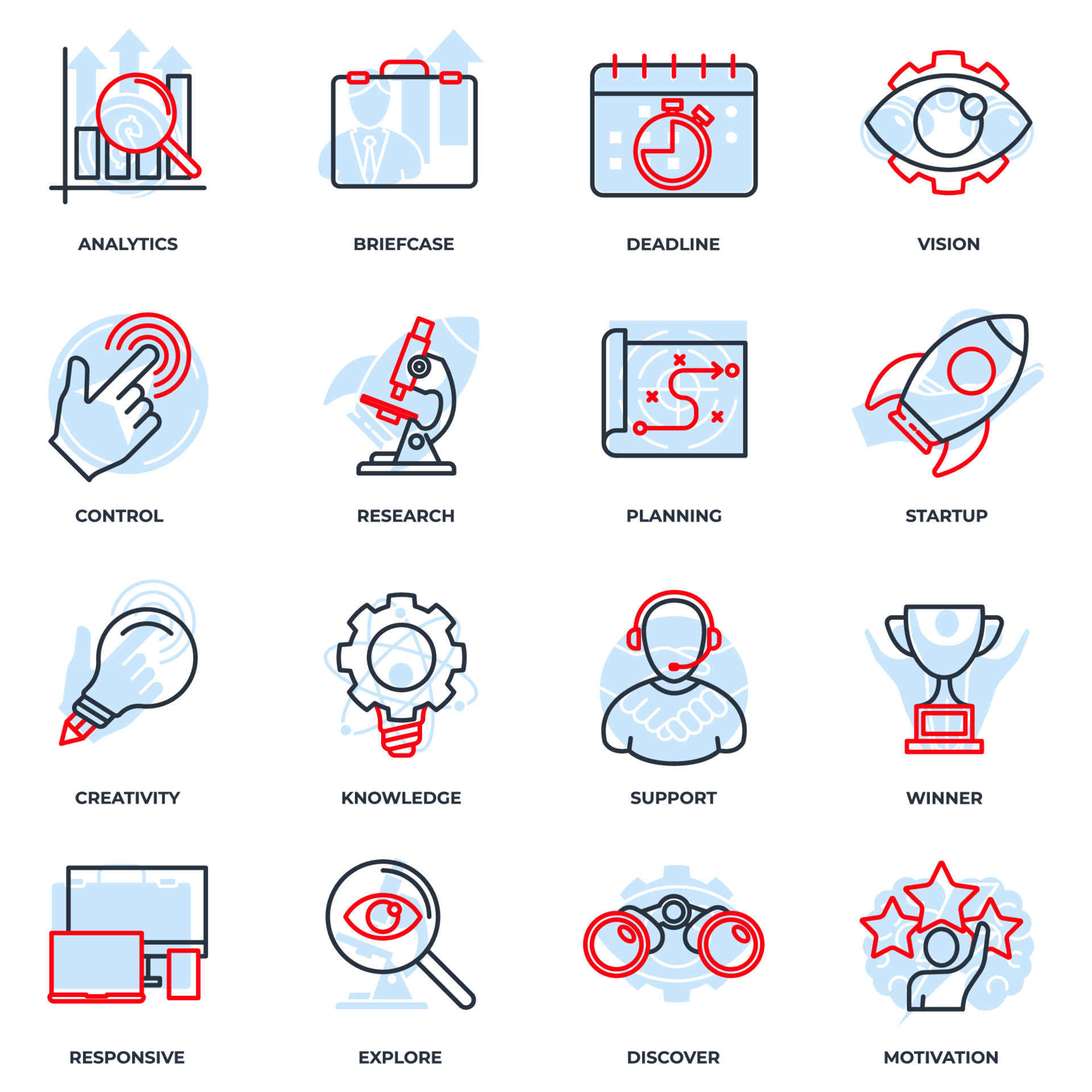 Set of Startup project icon logo vector illustration. development pack ...