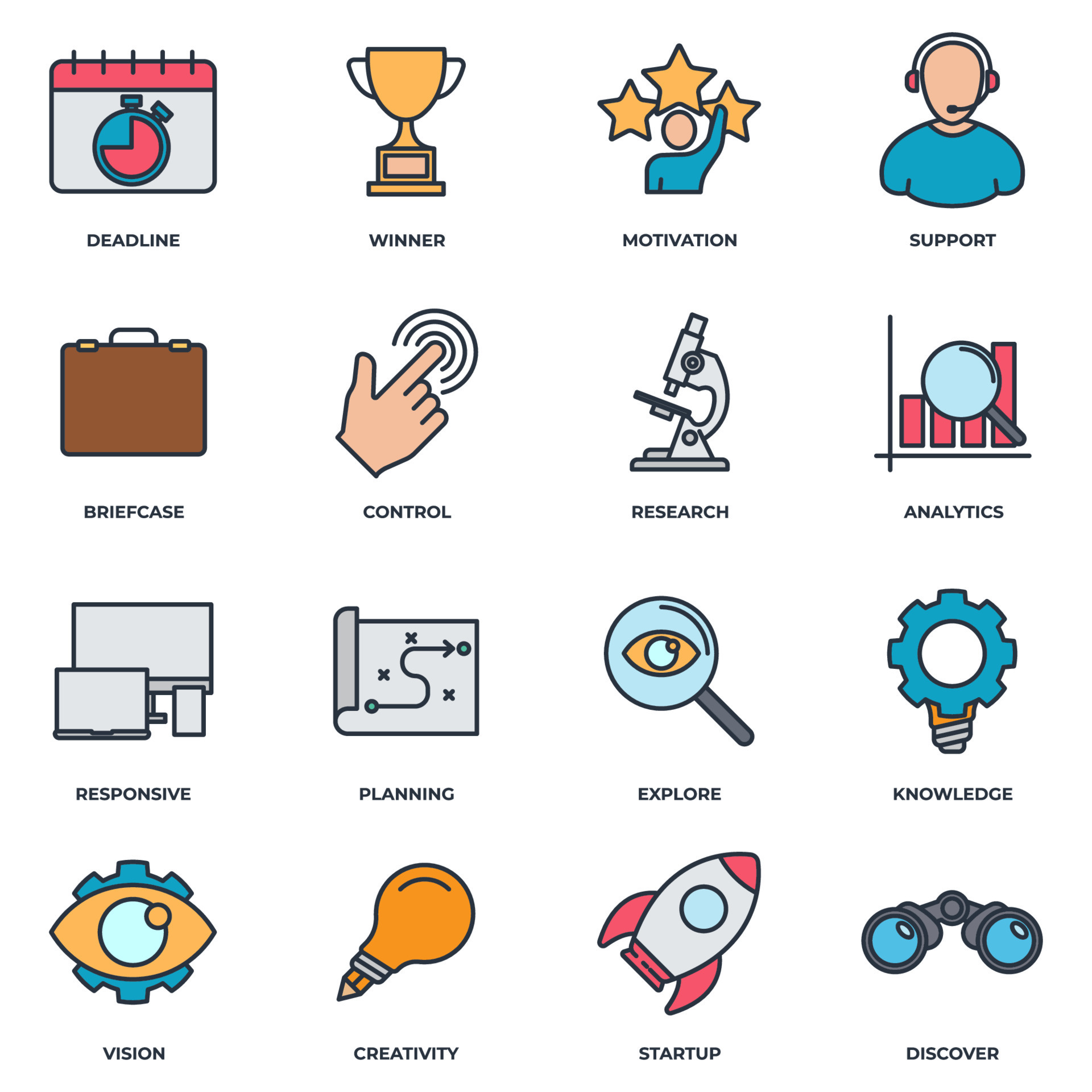 Set Of Startup Project Icon Logo Vector Illustration Development Pack