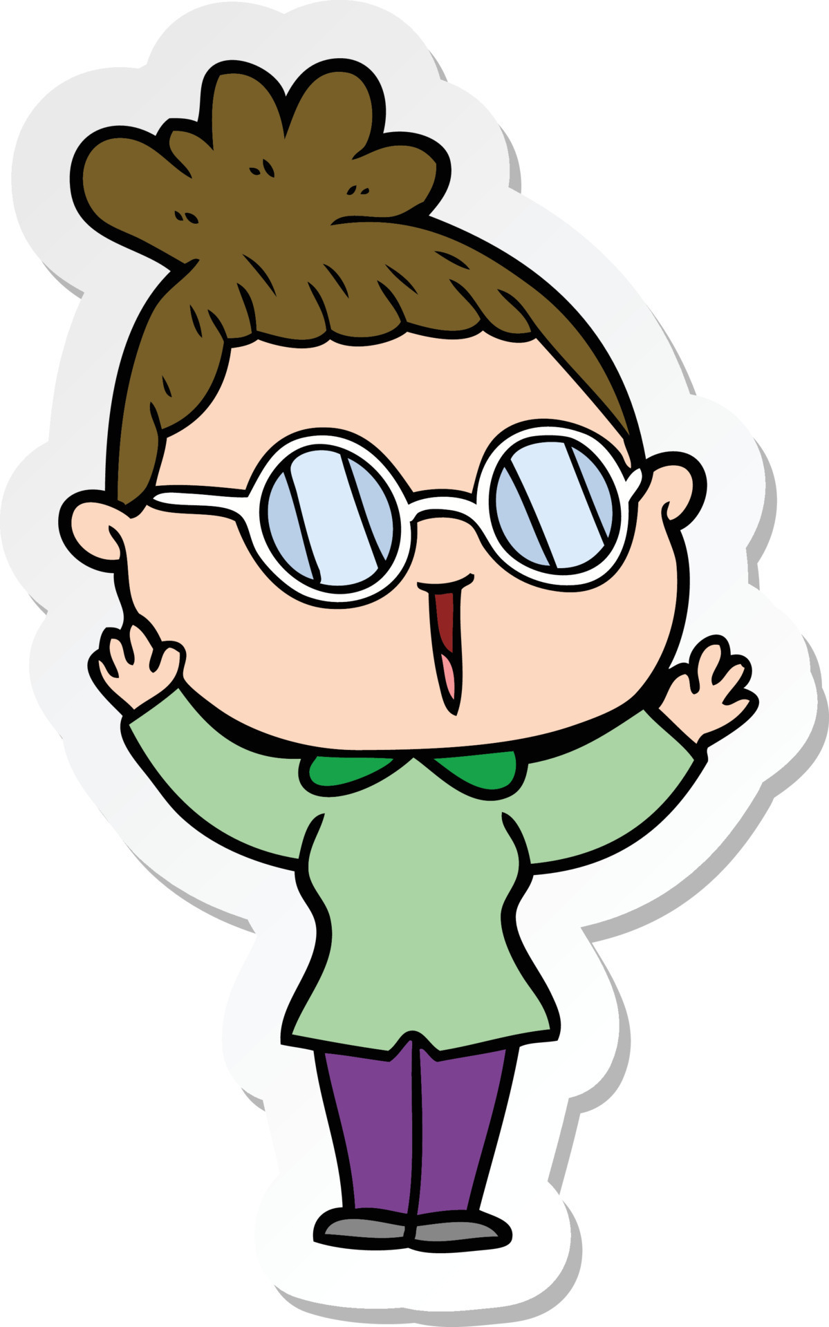 sticker of a cartoon woman wearing spectacles 10575519 Vector Art at Vecteezy