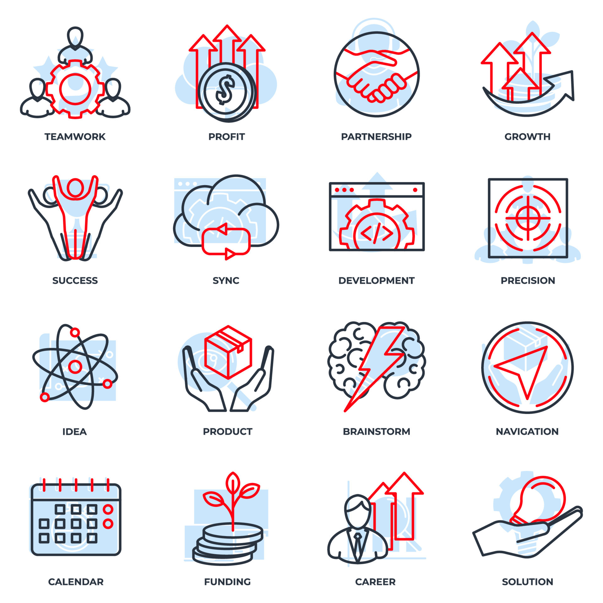 Set Of Startup Project Icon Logo Vector Illustration Development Pack