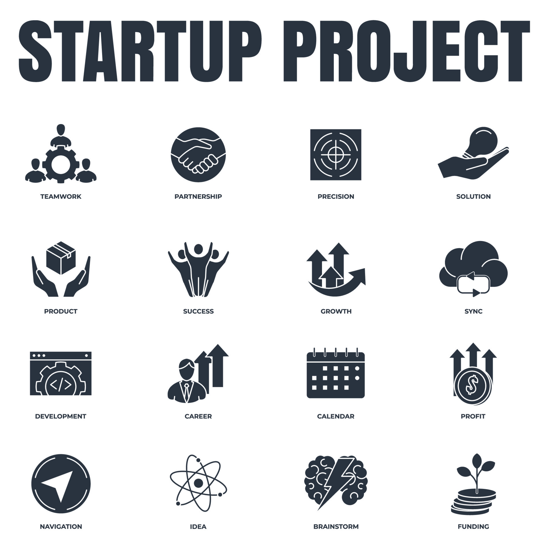 Set Of Startup Project Icon Logo Vector Illustration Development Pack