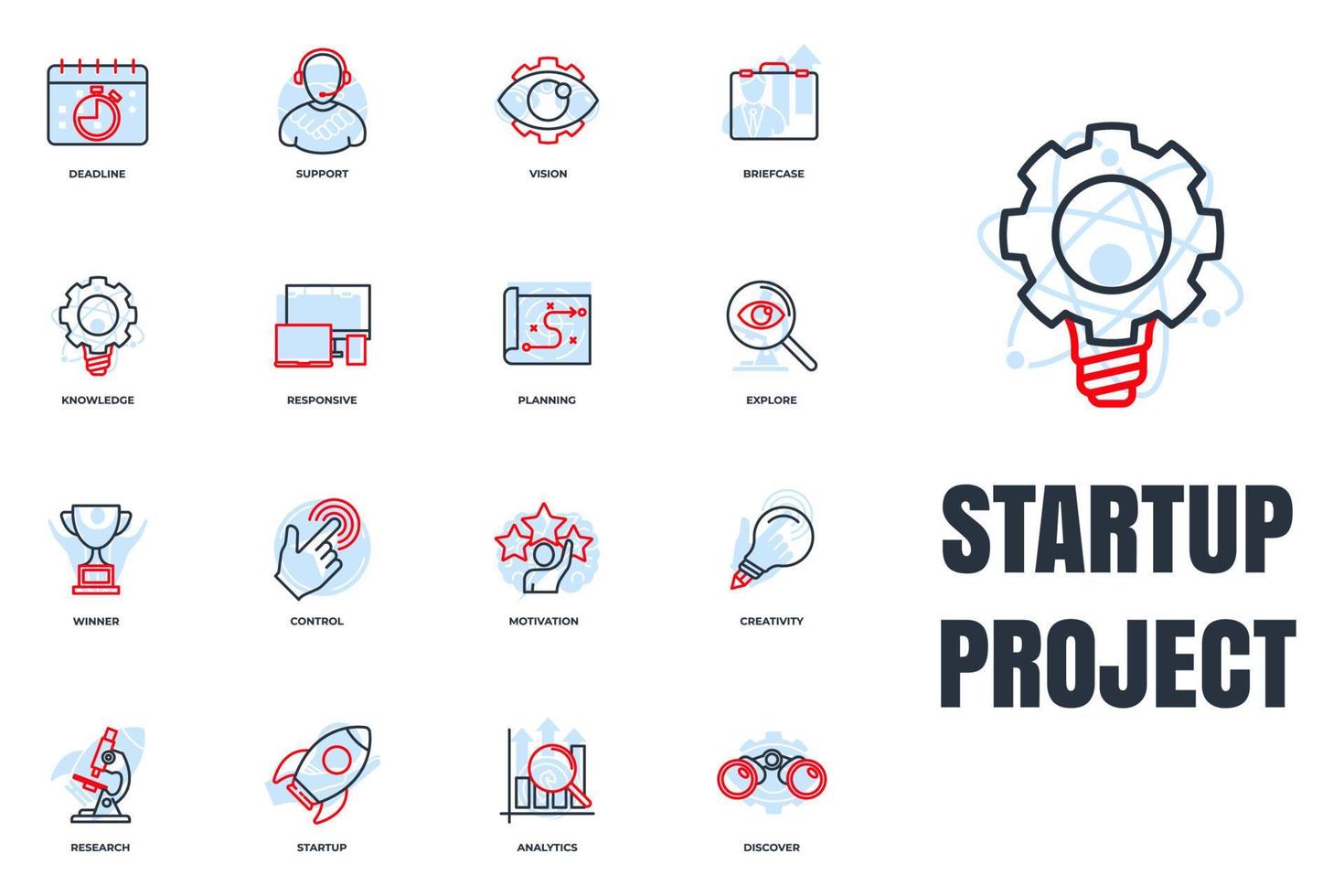 Set of Startup project icon logo vector illustration. development pack symbol template for ...