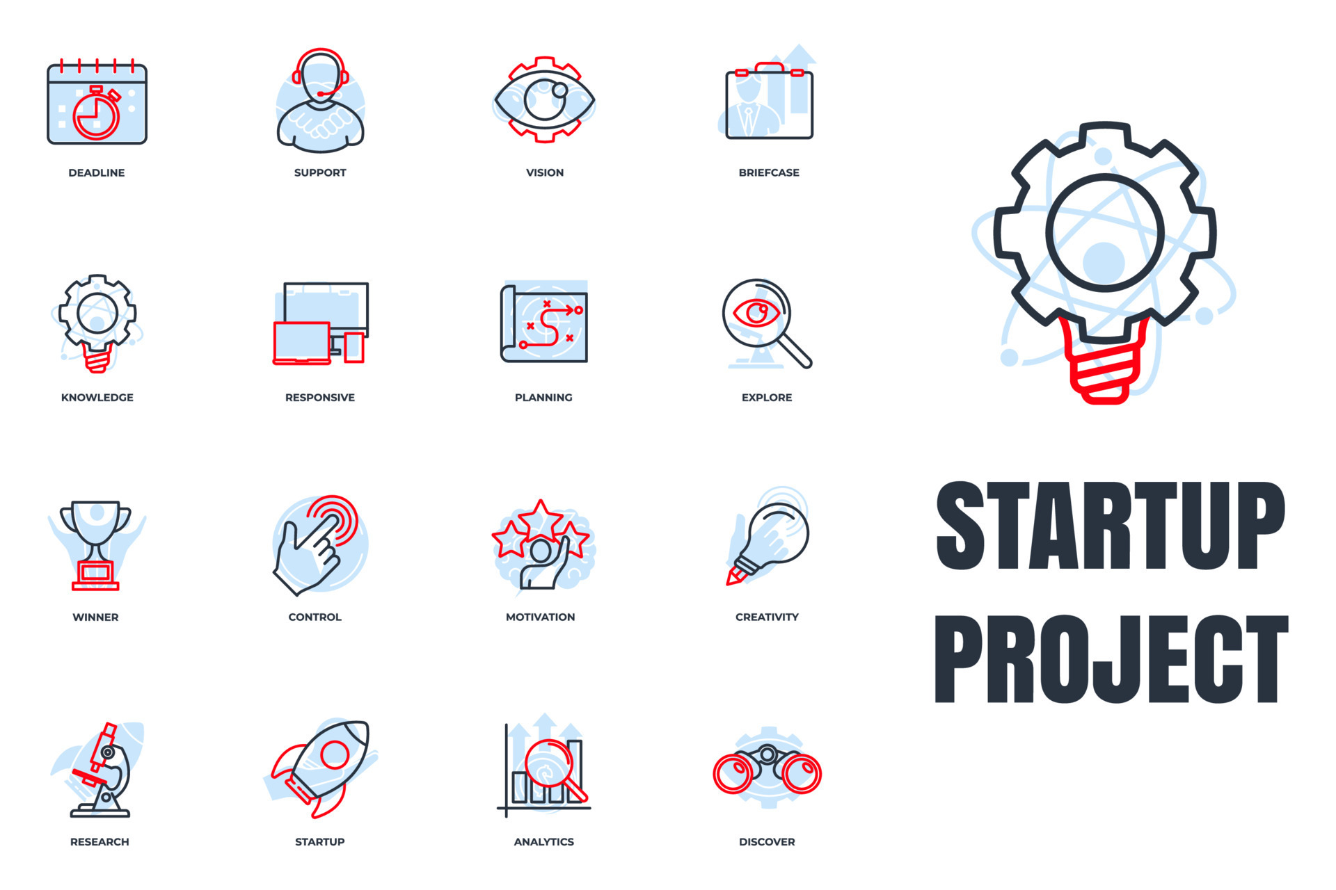 Set Of Startup Project Icon Logo Vector Illustration Development Pack