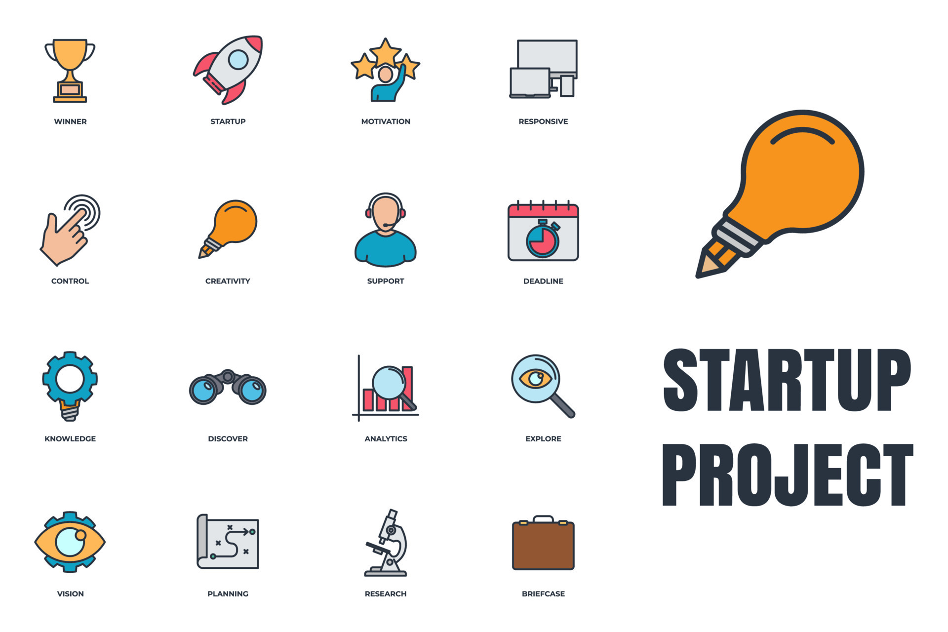 Set Of Startup Project Icon Logo Vector Illustration Development Pack