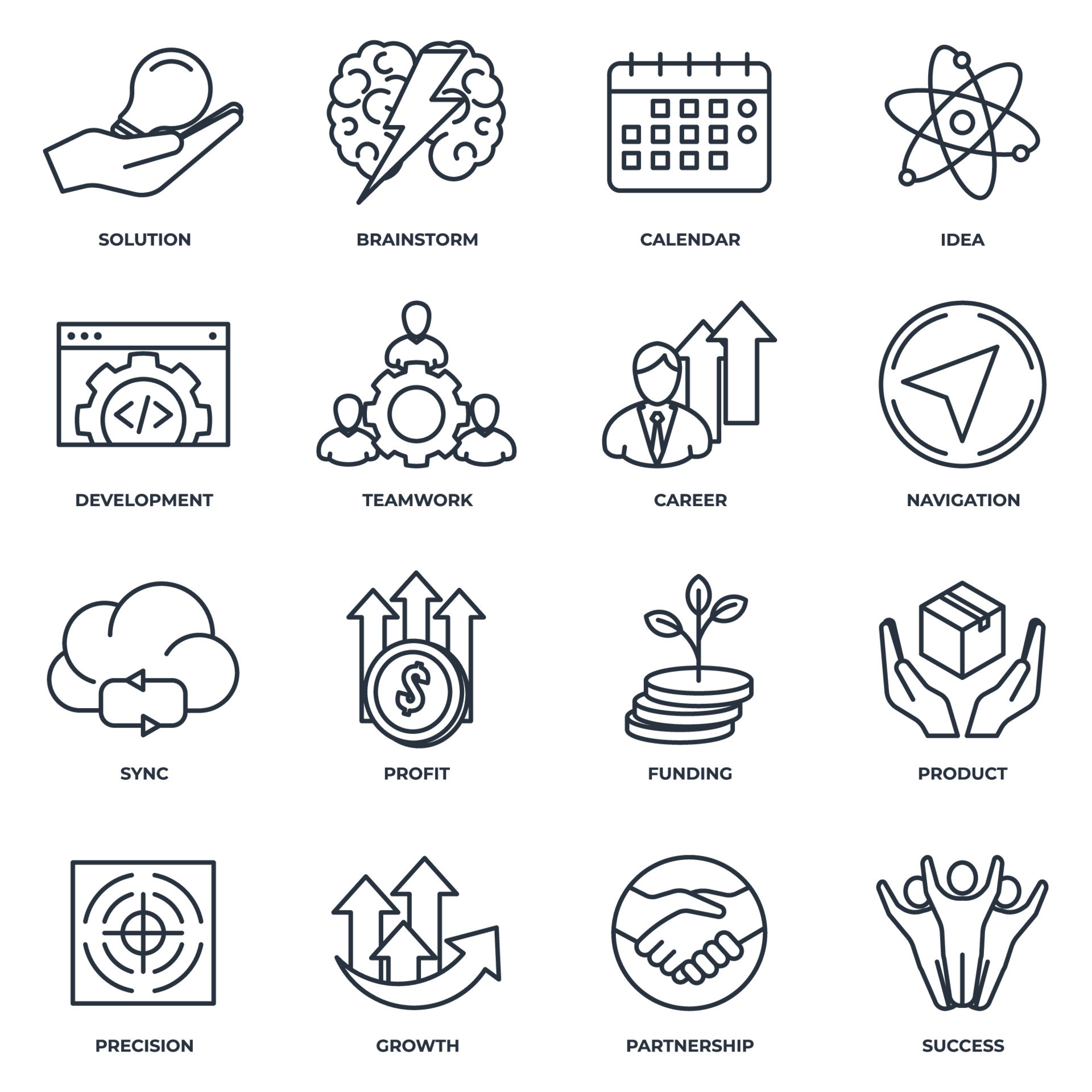 Set Of Startup Project Icon Logo Vector Illustration Development Pack