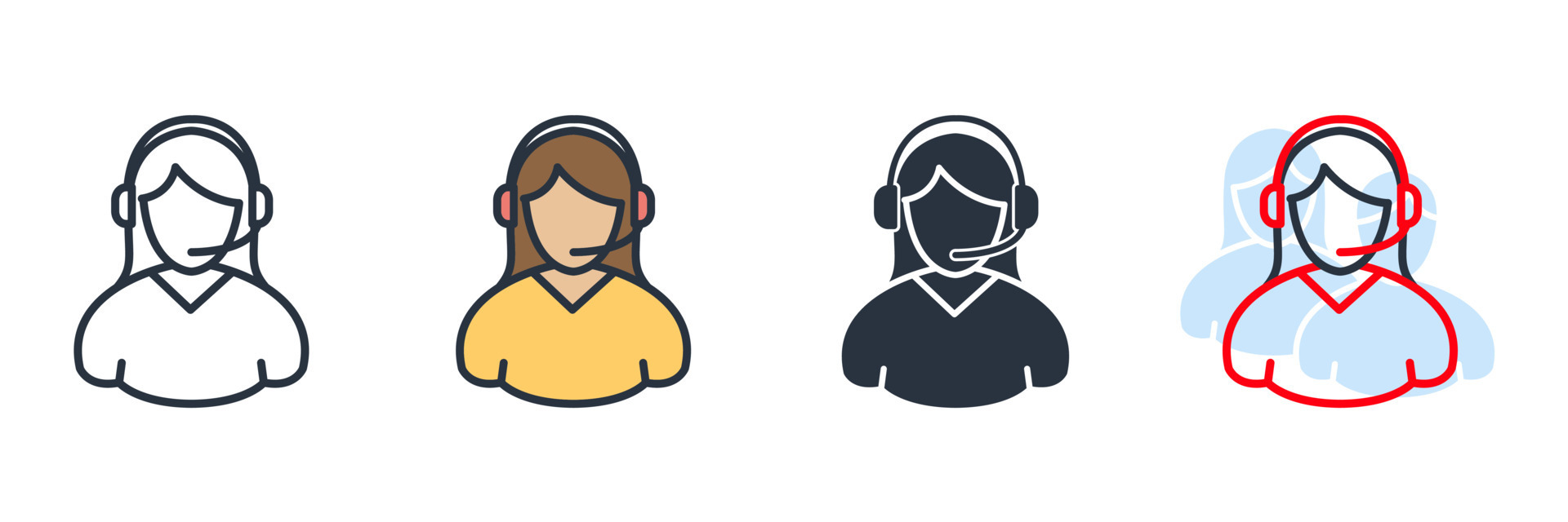 Customer Support Service Icon Logo Vector Illustration User With Headphone Symbol Template For