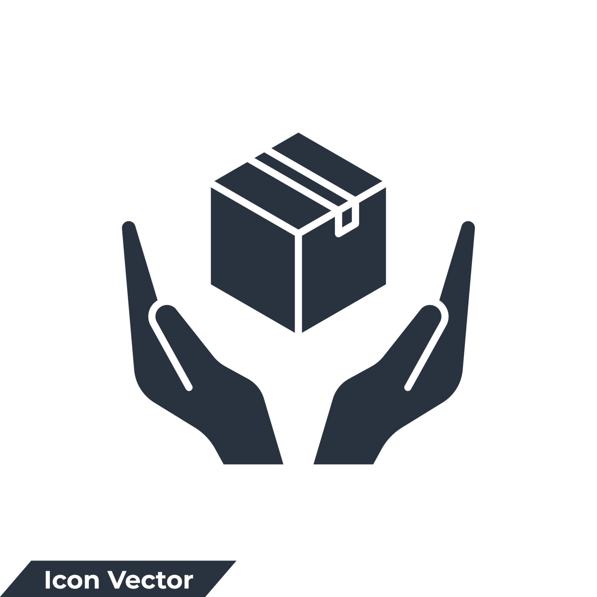 Product Icon Logo Vector Illustration Logistic Label Hands Holding Box