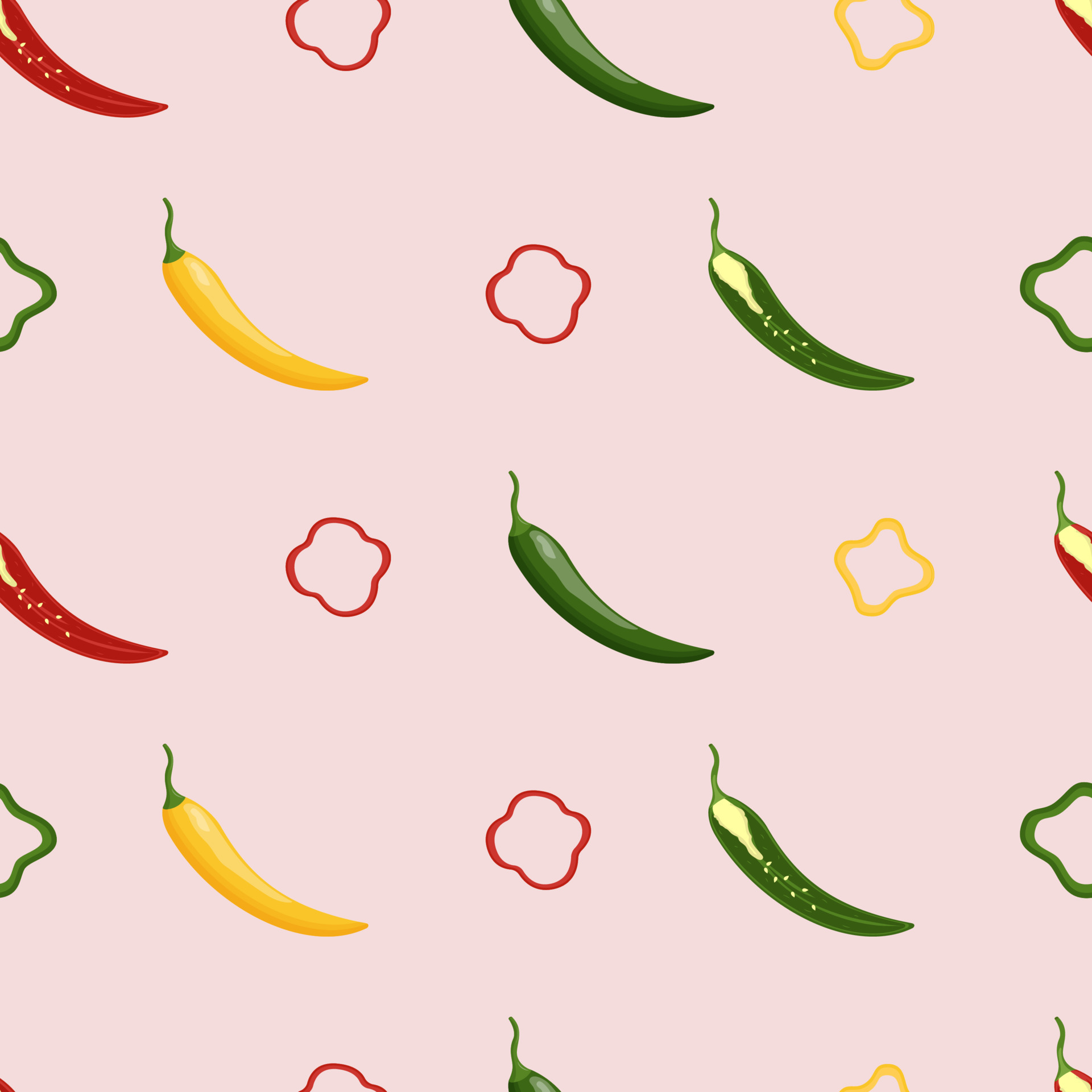 Cute Peppers Seamless Pattern Flat Vector Illustration 10577515 Vector Art At Vecteezy