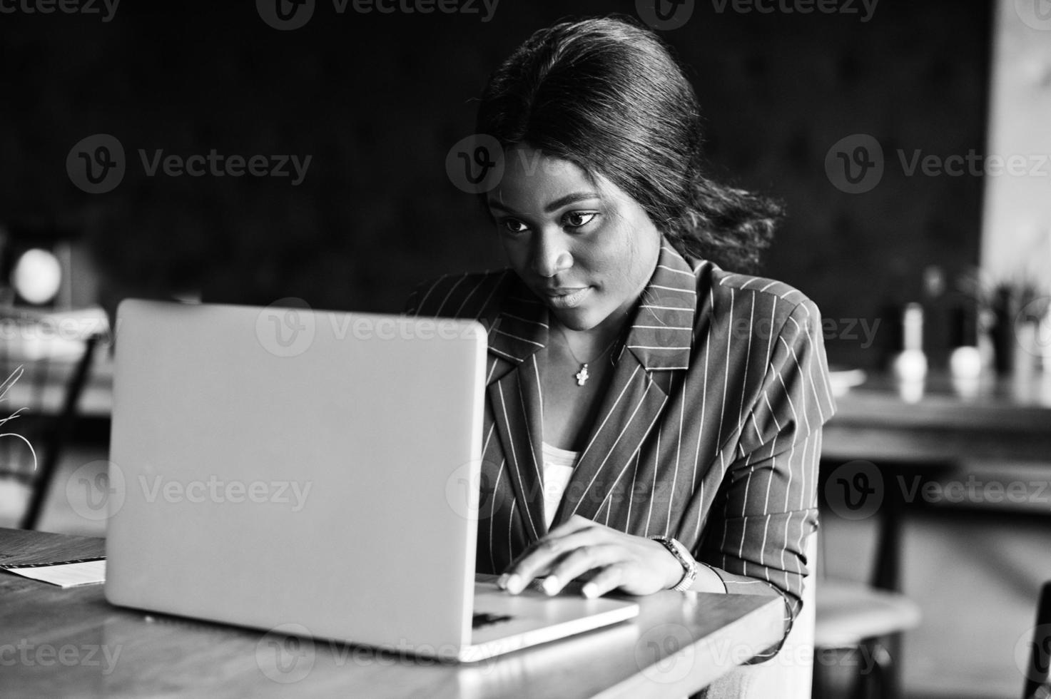 African American Businesswoman Sitting At Table In Cafe Black Girl