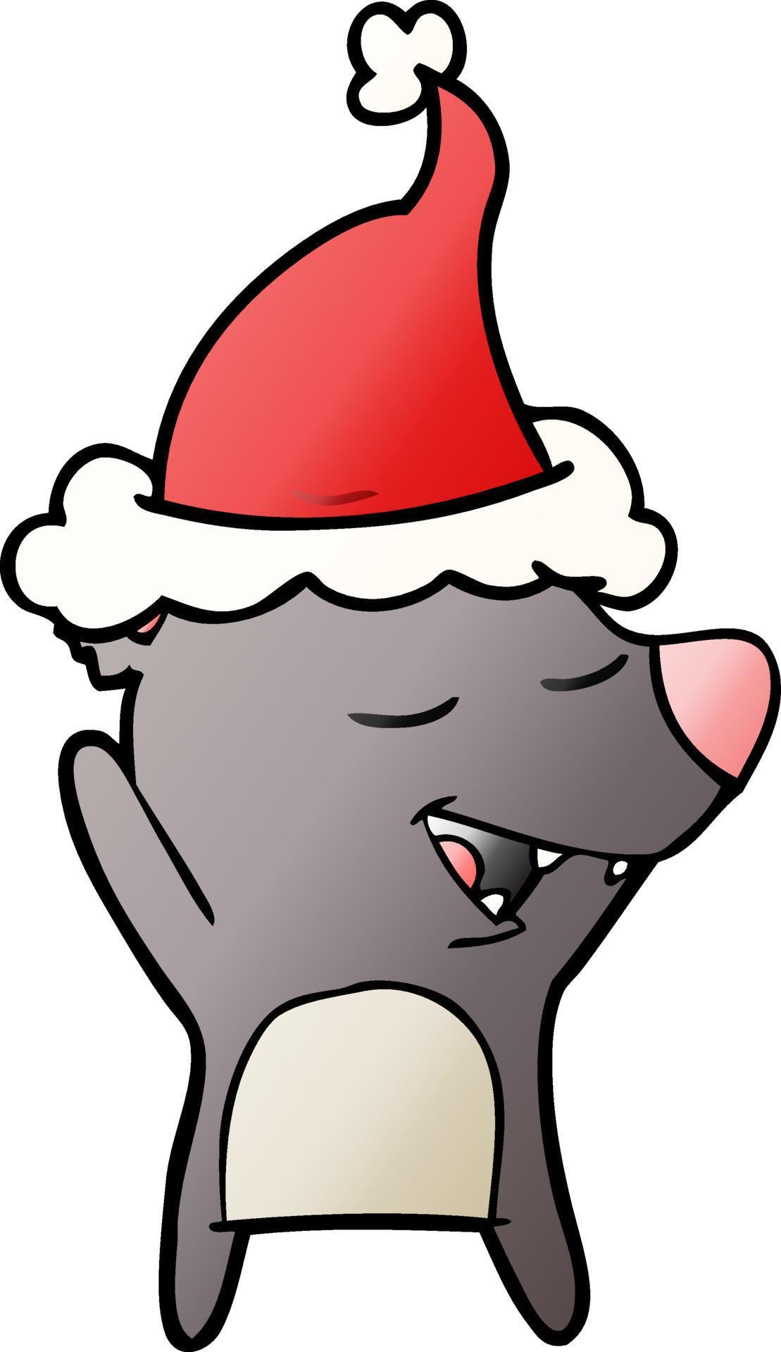 Gradient Cartoon Of A Bear Wearing Santa Hat 10580777 Vector Art At