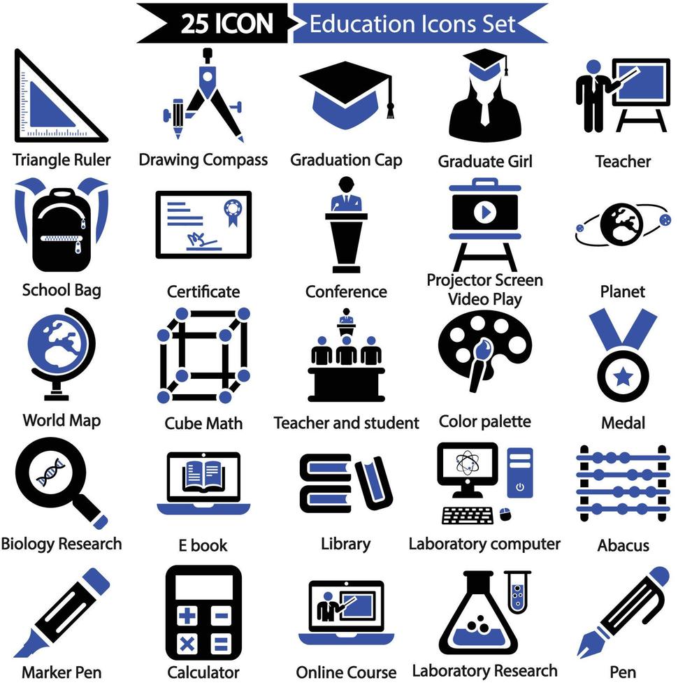 Education Icons Set 10582522 Vector Art at Vecteezy