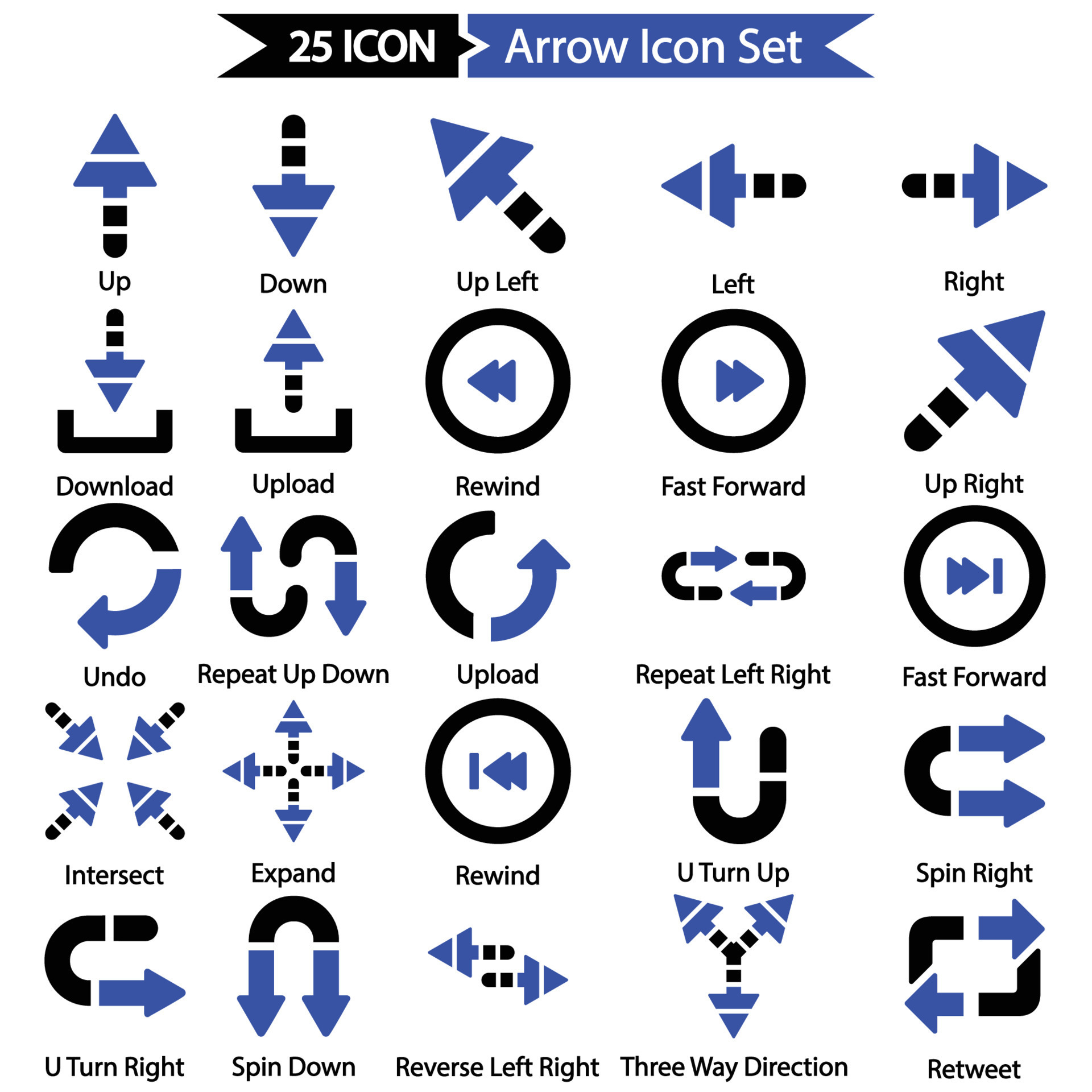 Arrow Icon Set 10582525 Vector Art at Vecteezy