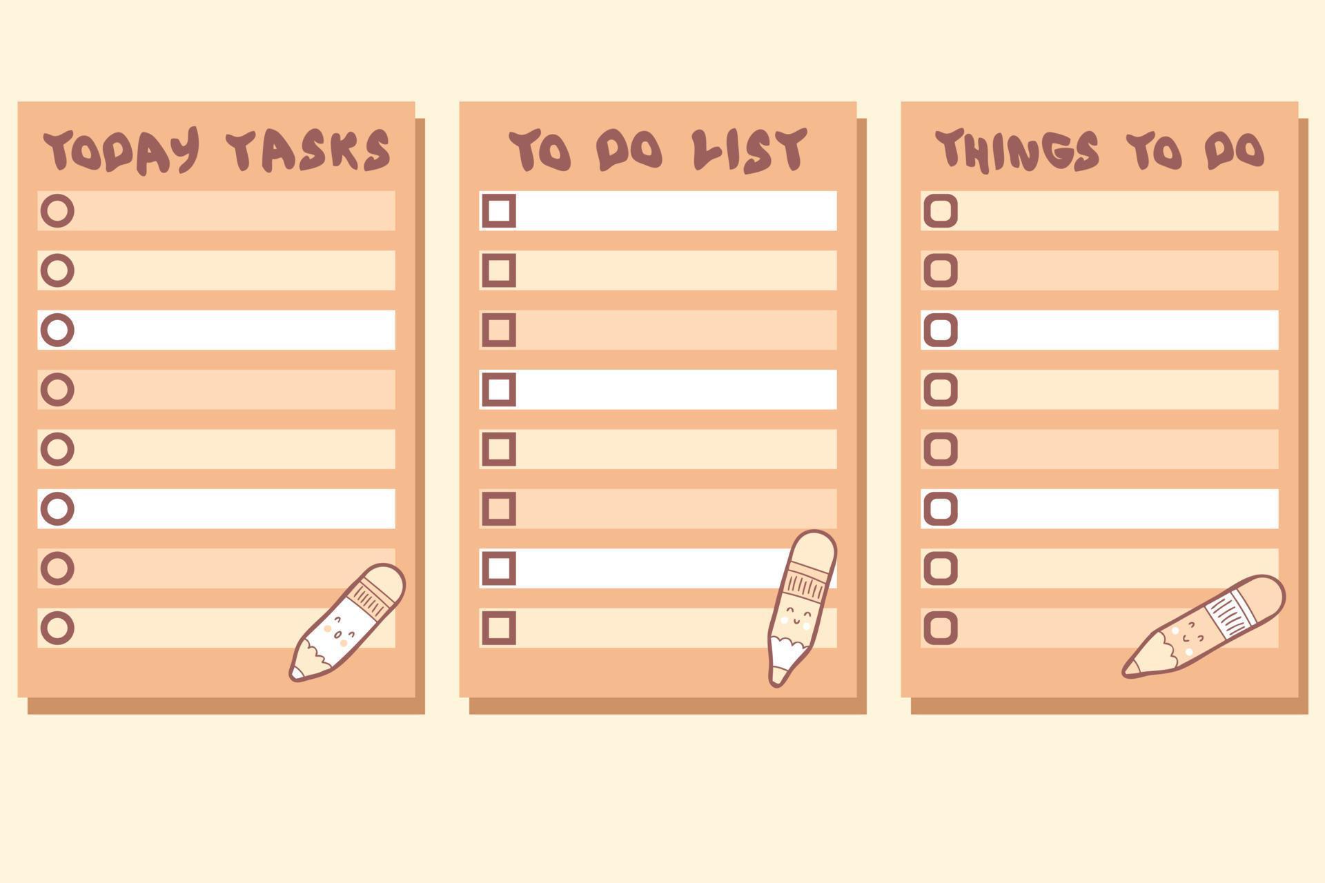 Today tasks checklist template collection. 10586615 Vector Art at Vecteezy