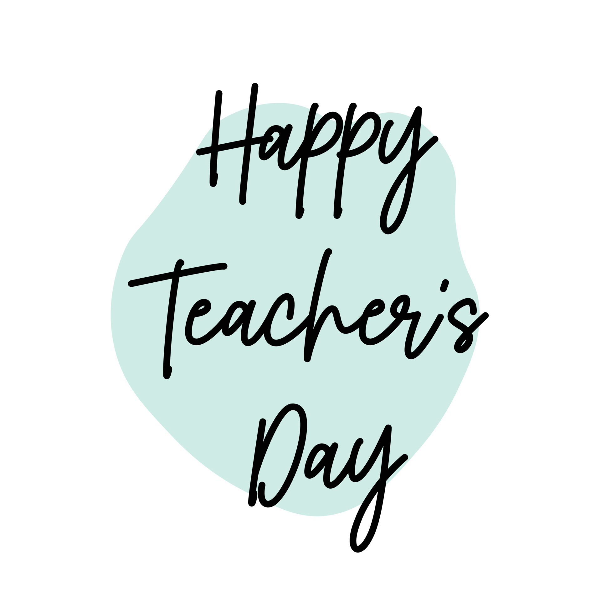 Happy Teachers Day Text Lettering On Blue Background For Poster Print