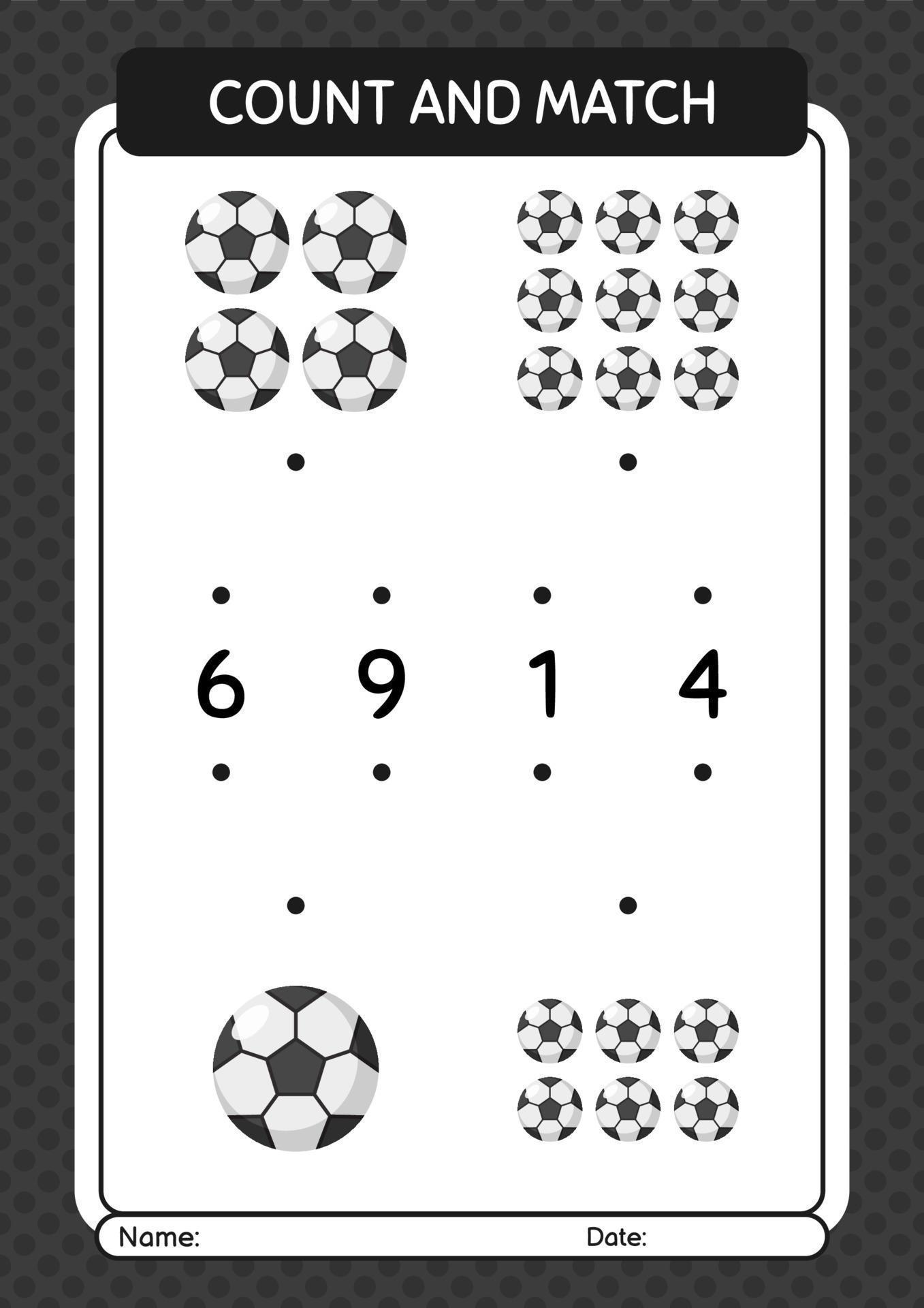 Count and match game with soccerball. worksheet for preschool kids ...