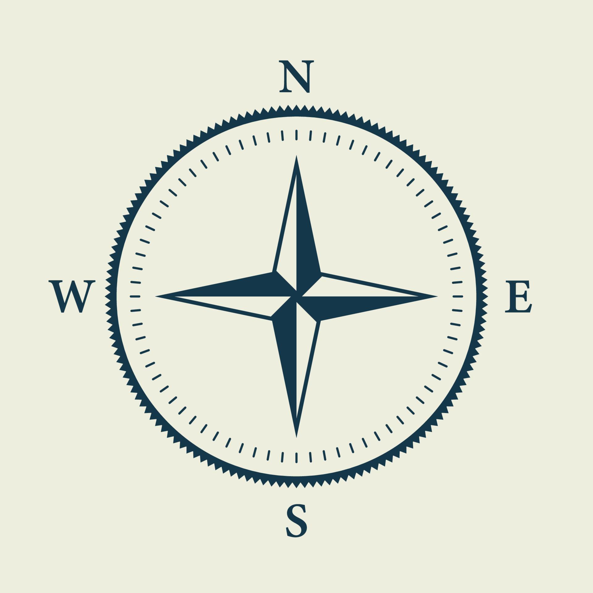 Adventure Direction Arrow To North South West East Orientation Navigator Modern Sign Compass