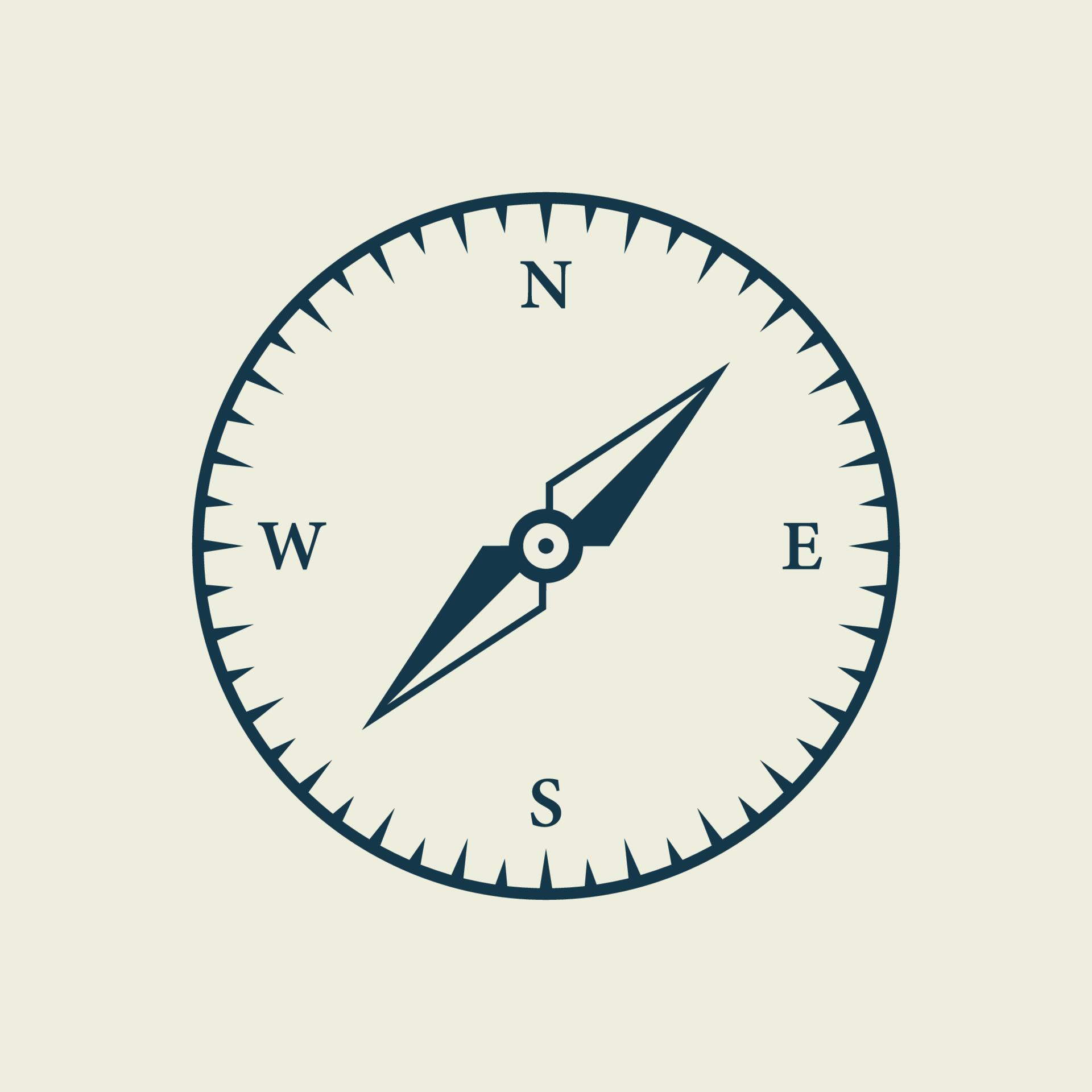 Compass Map Silhouette Icon Rose Wind Navigation Retro Equipment Glyph Pictogram Adventure