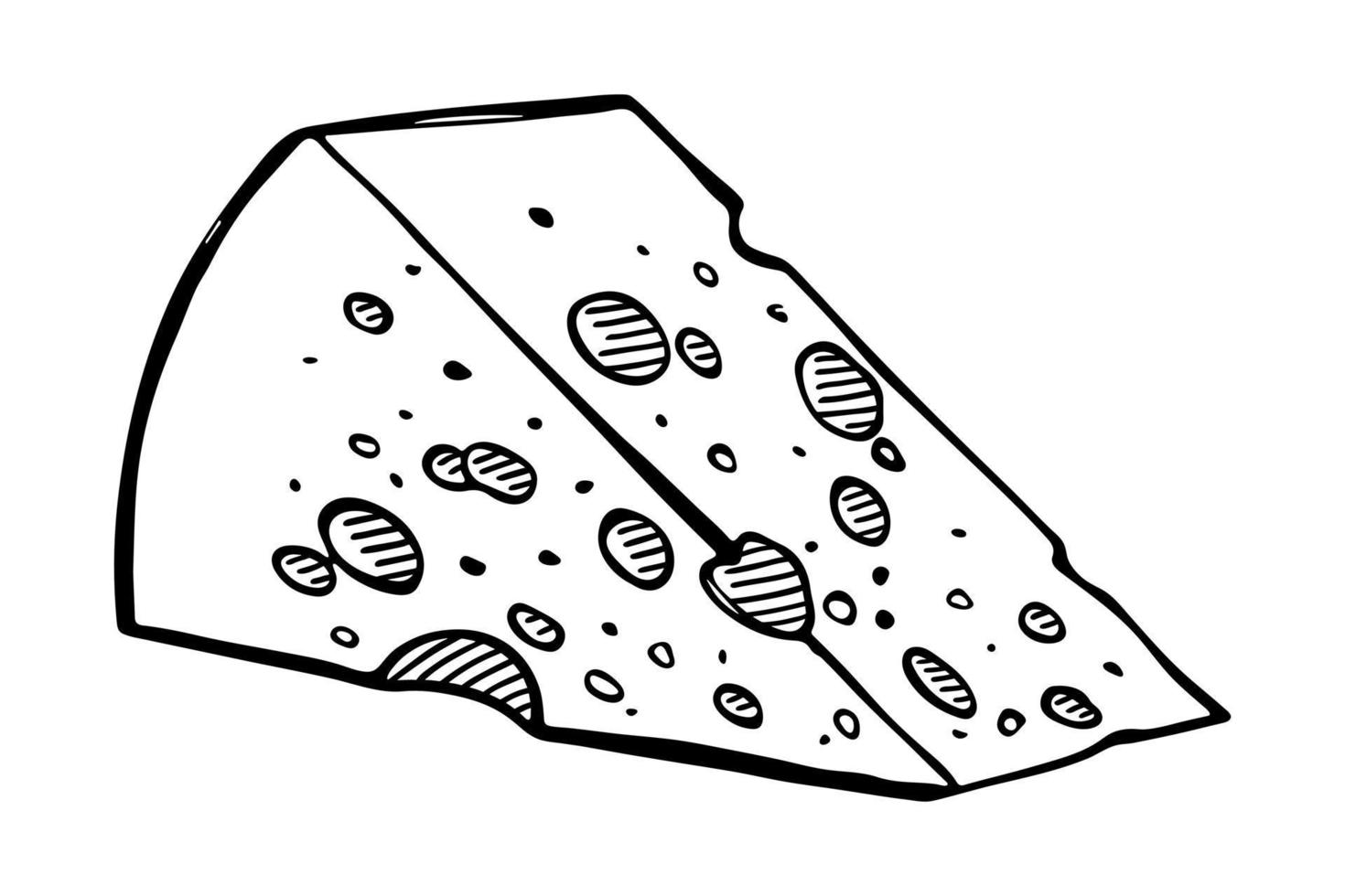 Hand drawn cheese parts and slices isolated on a white background ... Hand drawn cheese parts and slices isolated on a white background ...