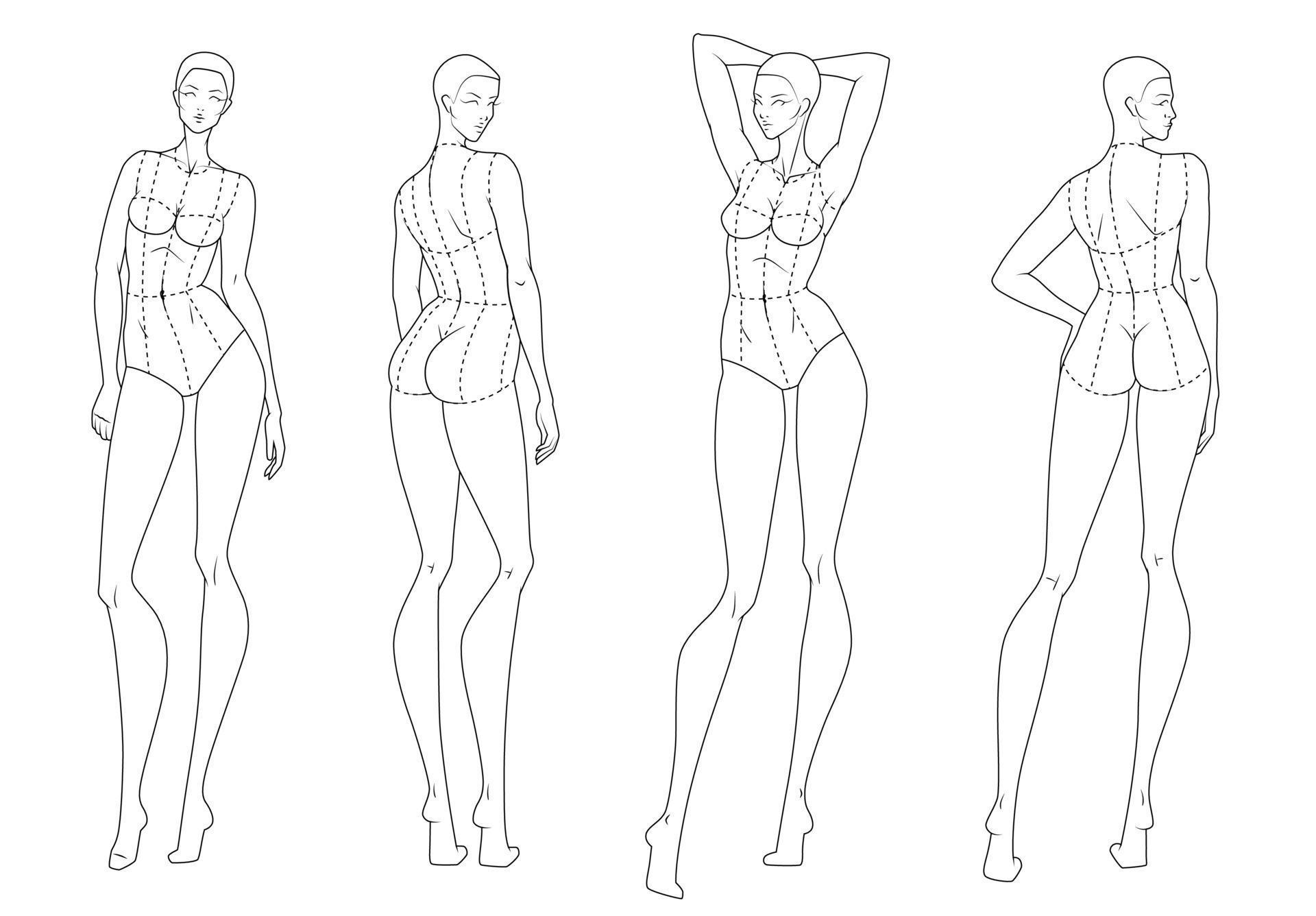 Fashion Figure Ten Heads Design Template Croquis Wearing Bodice