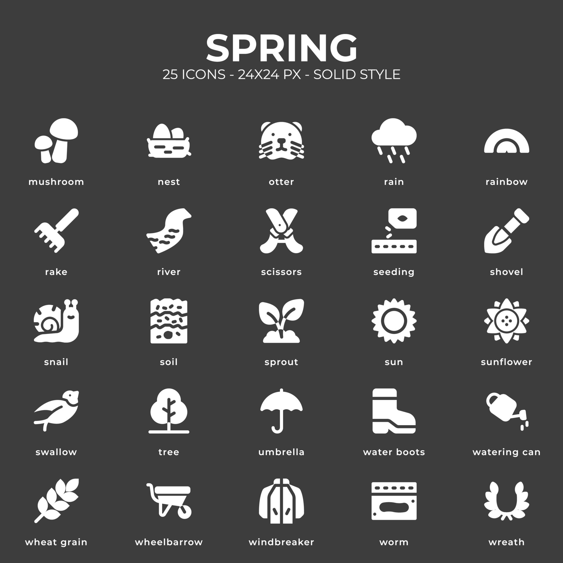Spring Icon Pack With Black Style 10595733 Vector Art at Vecteezy