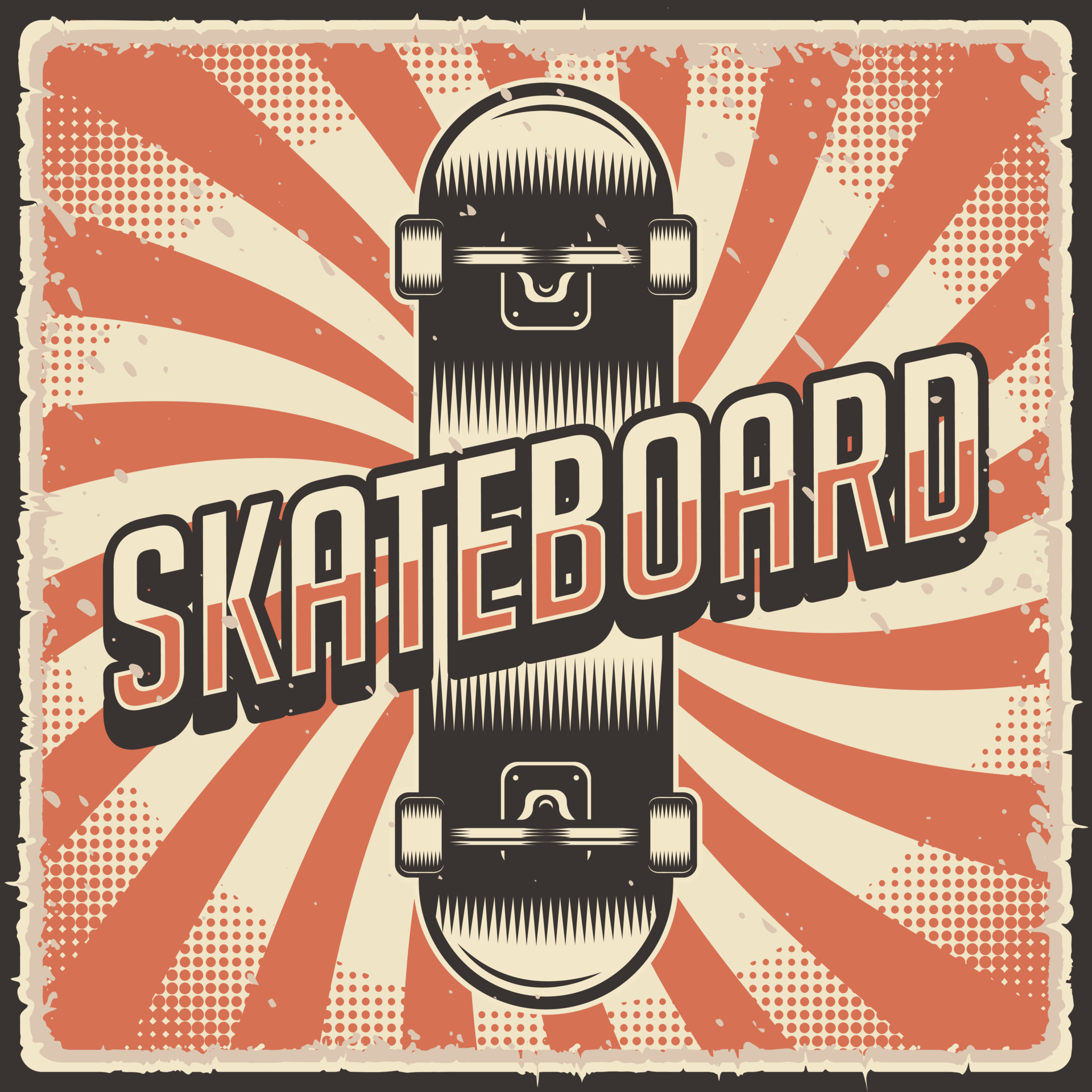 Retro Skater Skateboard Skateboarding Poster 10595929 Vector Art at Vecteezy